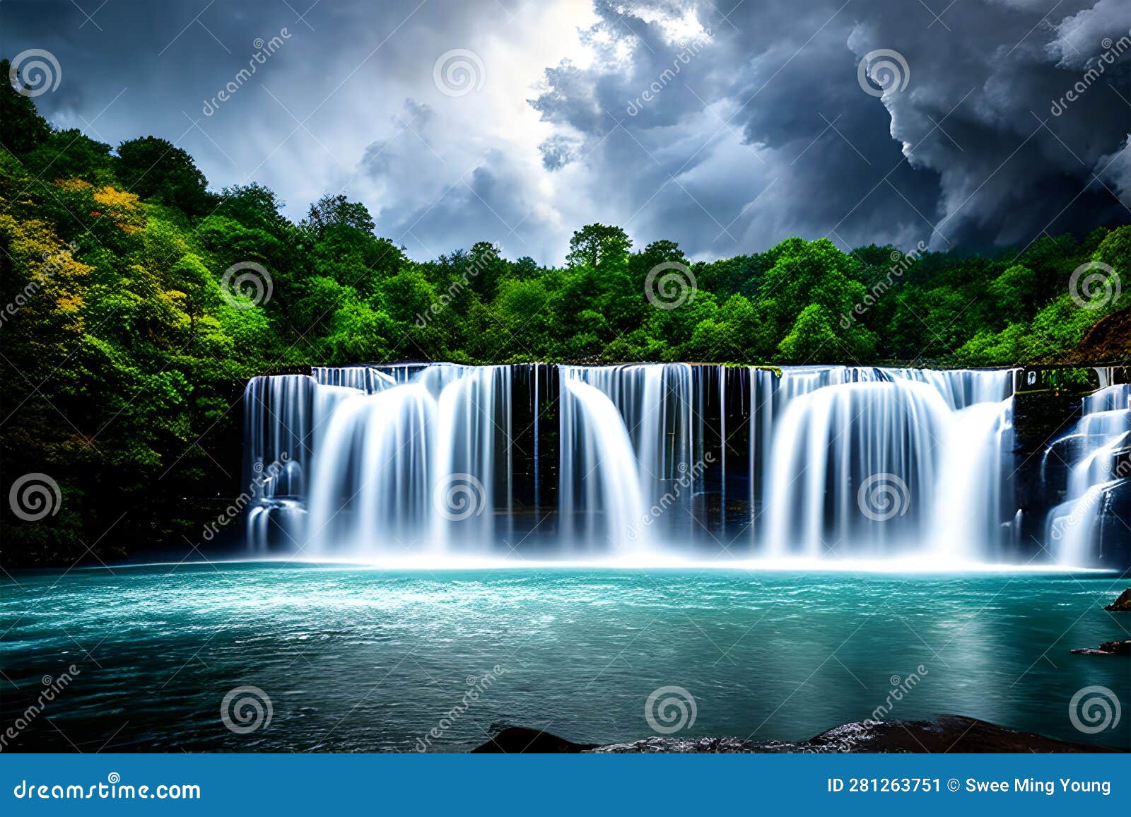 Painterly Image of the Dramatic Storm Clouds at the Waterfall Area ...