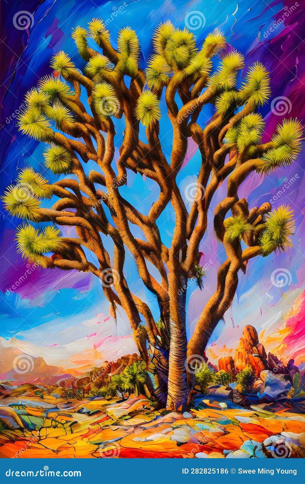 Painterly Image of a Haida Art Inspired Joshua Tree Desert Scene. Stock ...
