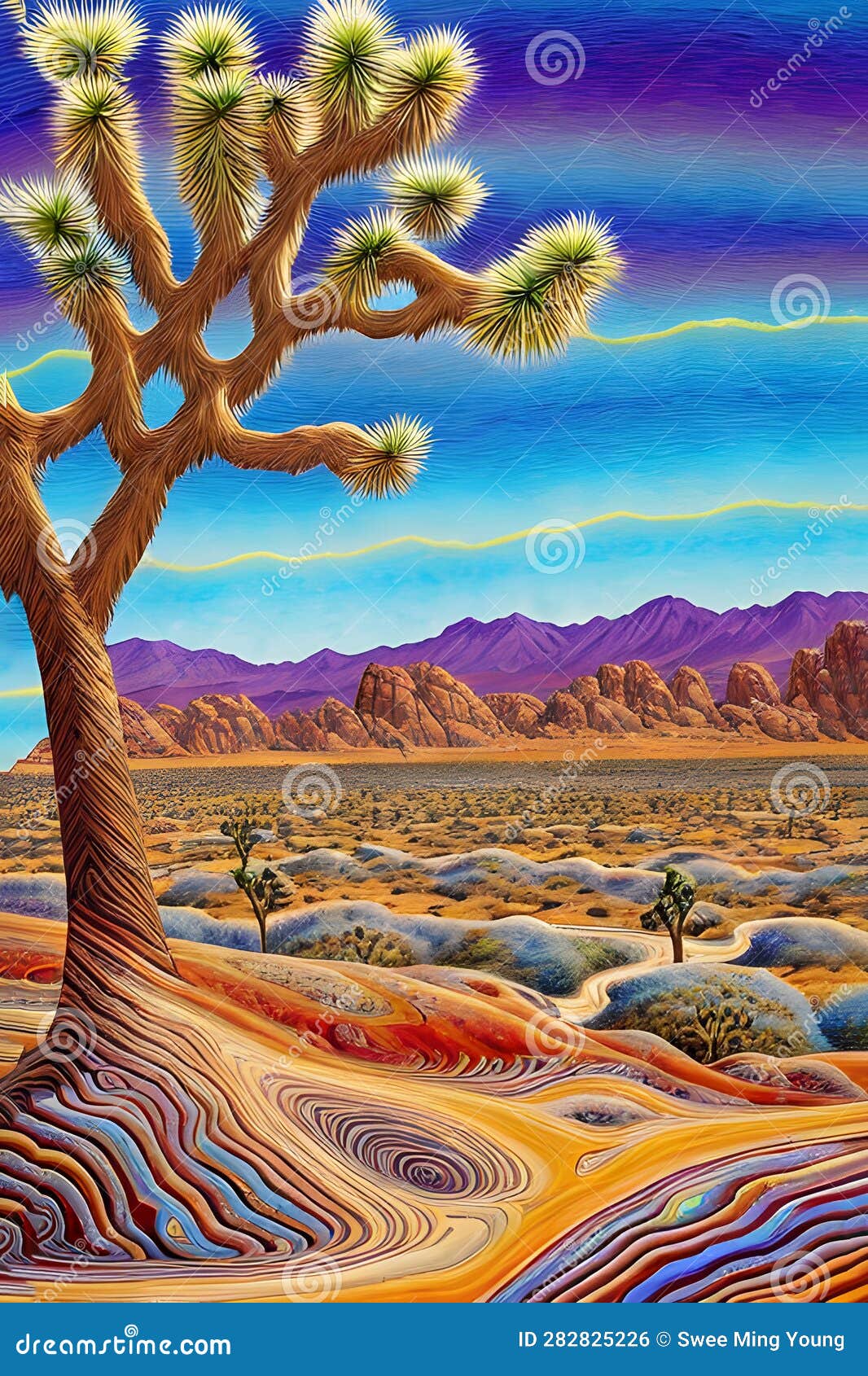 Painterly Image of a Haida Art Inspired Joshua Tree Desert Scene. Stock ...