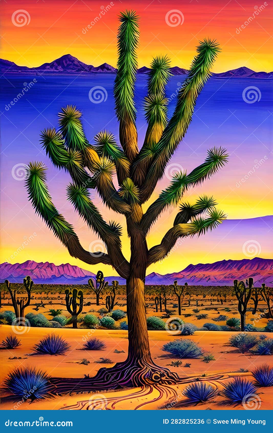 Painterly Image of a Haida Art Inspired Joshua Tree Desert Scene. Stock ...