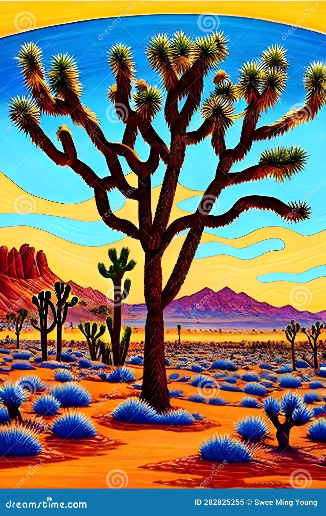 Painterly Image of a Haida Art Inspired Joshua Tree Desert Scene. Stock ...