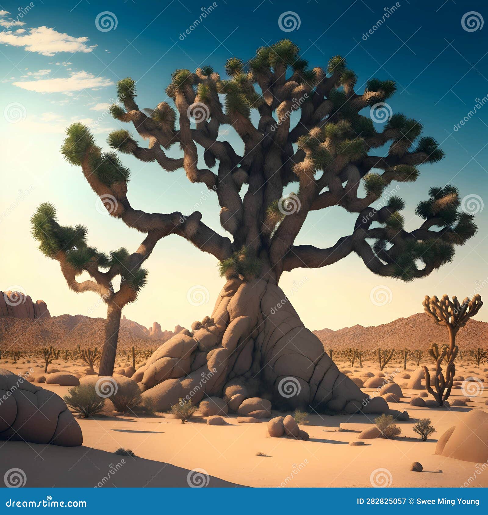 Painterly Image of a Haida Art Inspired Joshua Tree Desert Scene. Stock ...