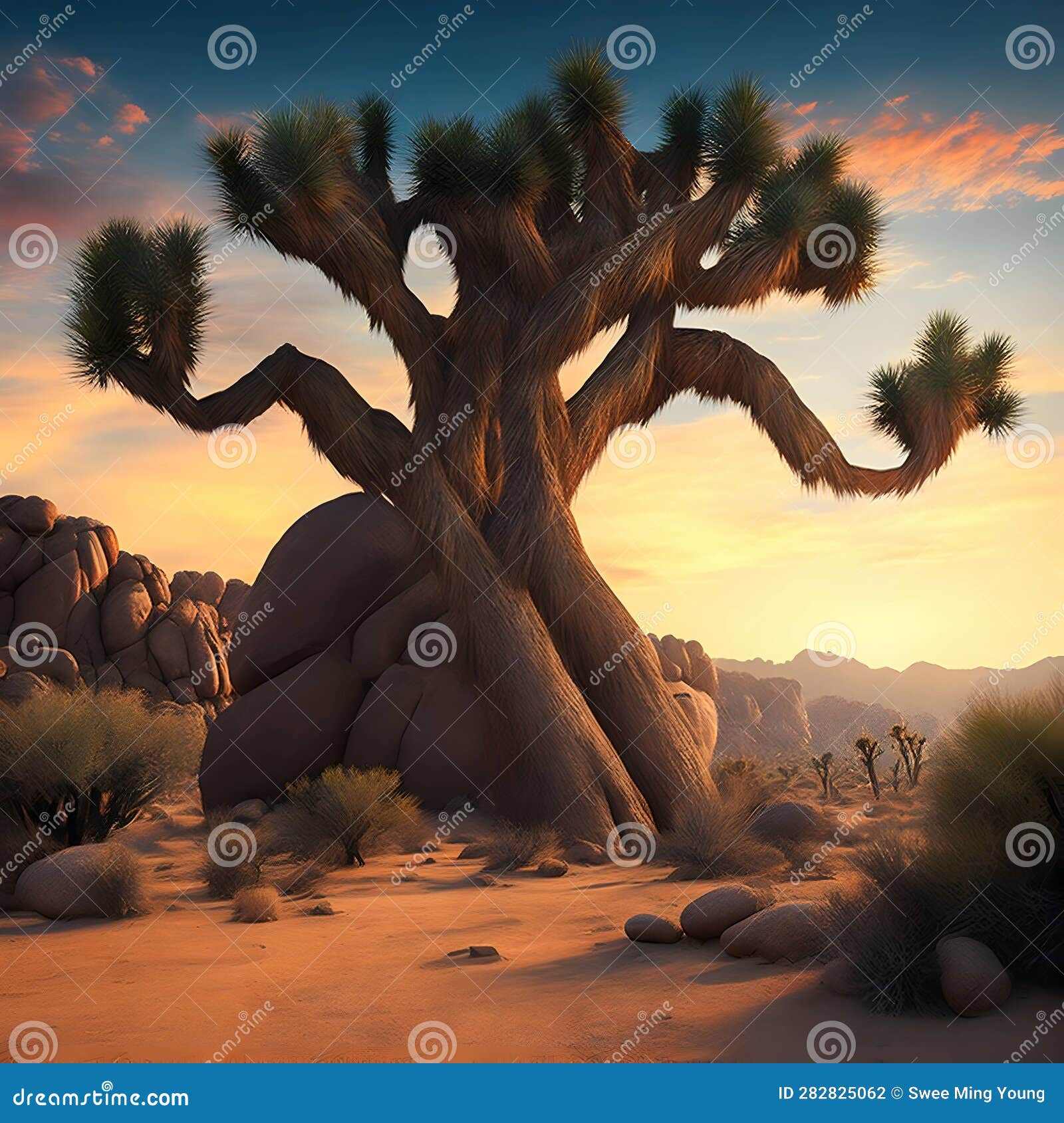 Painterly Image of a Haida Art Inspired Joshua Tree Desert Scene. Stock ...