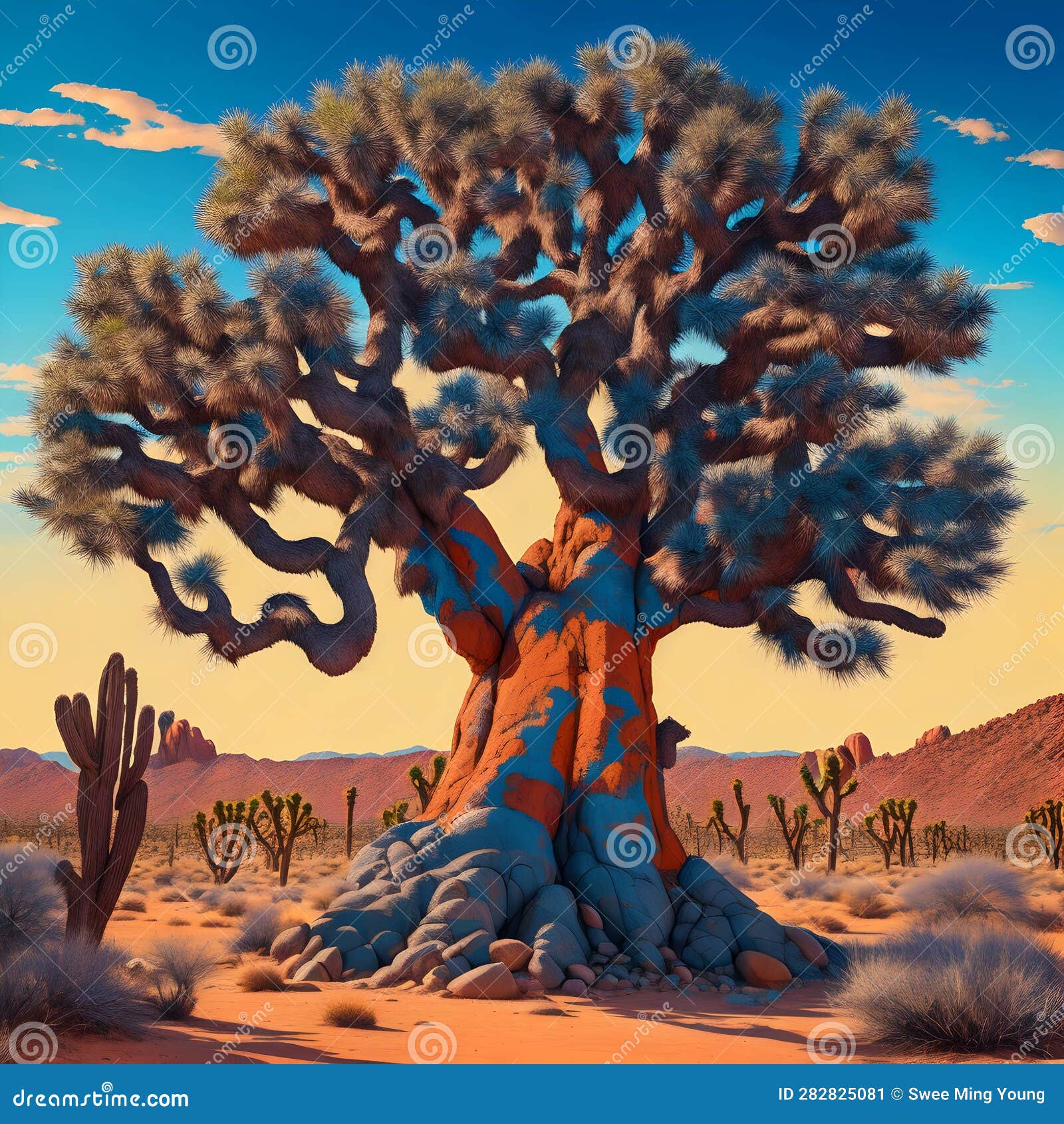 Painterly Image of a Haida Art Inspired Joshua Tree Desert Scene. Stock ...