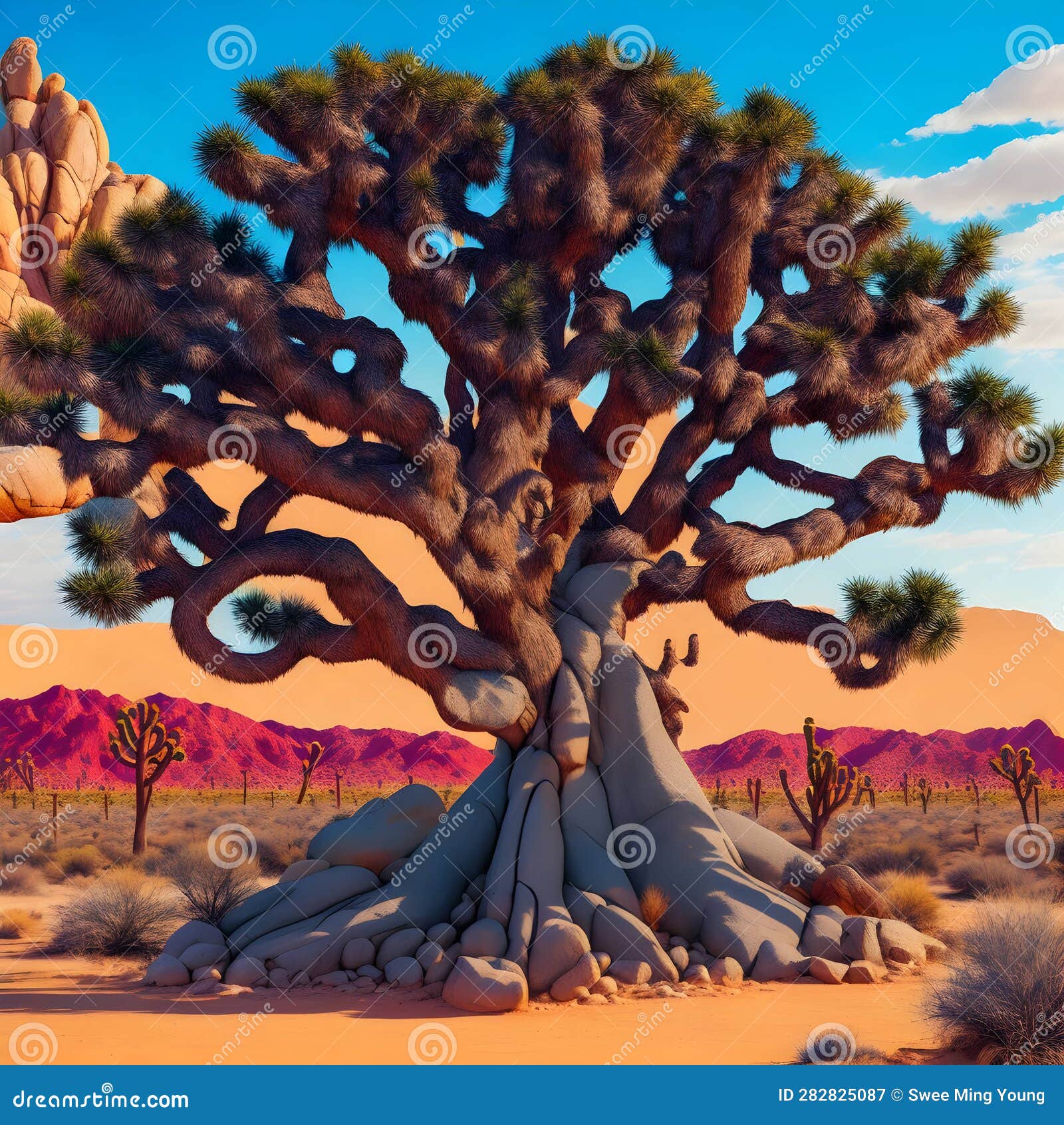 Painterly Image of a Haida Art Inspired Joshua Tree Desert Scene. Stock ...