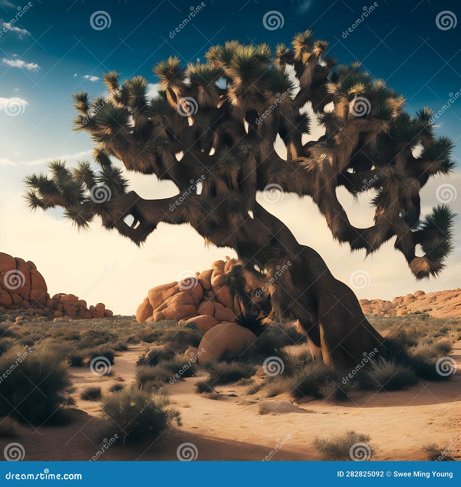 Painterly Image of a Haida Art Inspired Joshua Tree Desert Scene. Stock ...