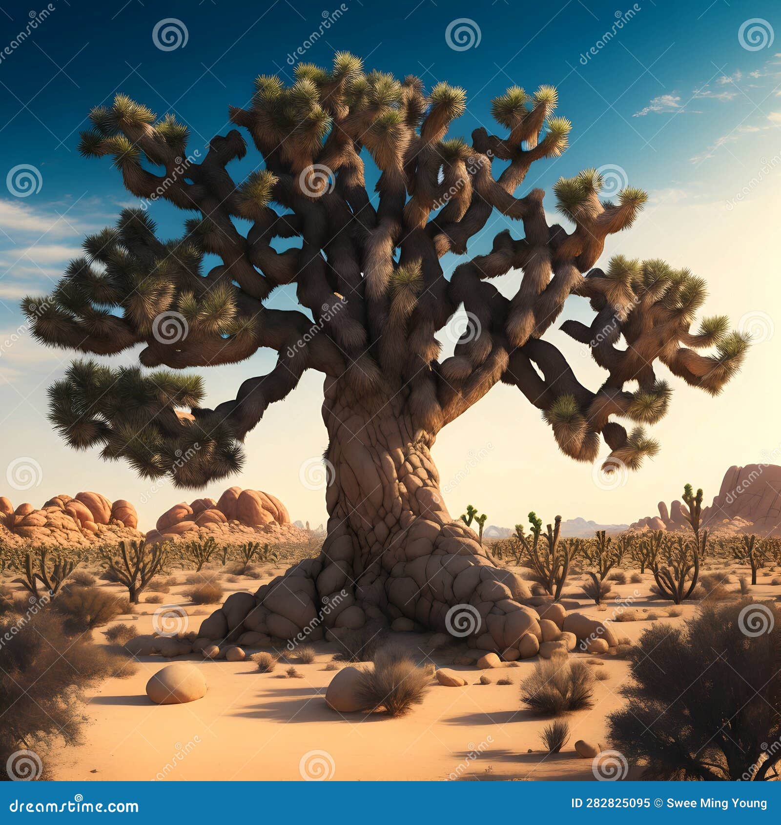 Painterly Image of a Haida Art Inspired Joshua Tree Desert Scene. Stock ...