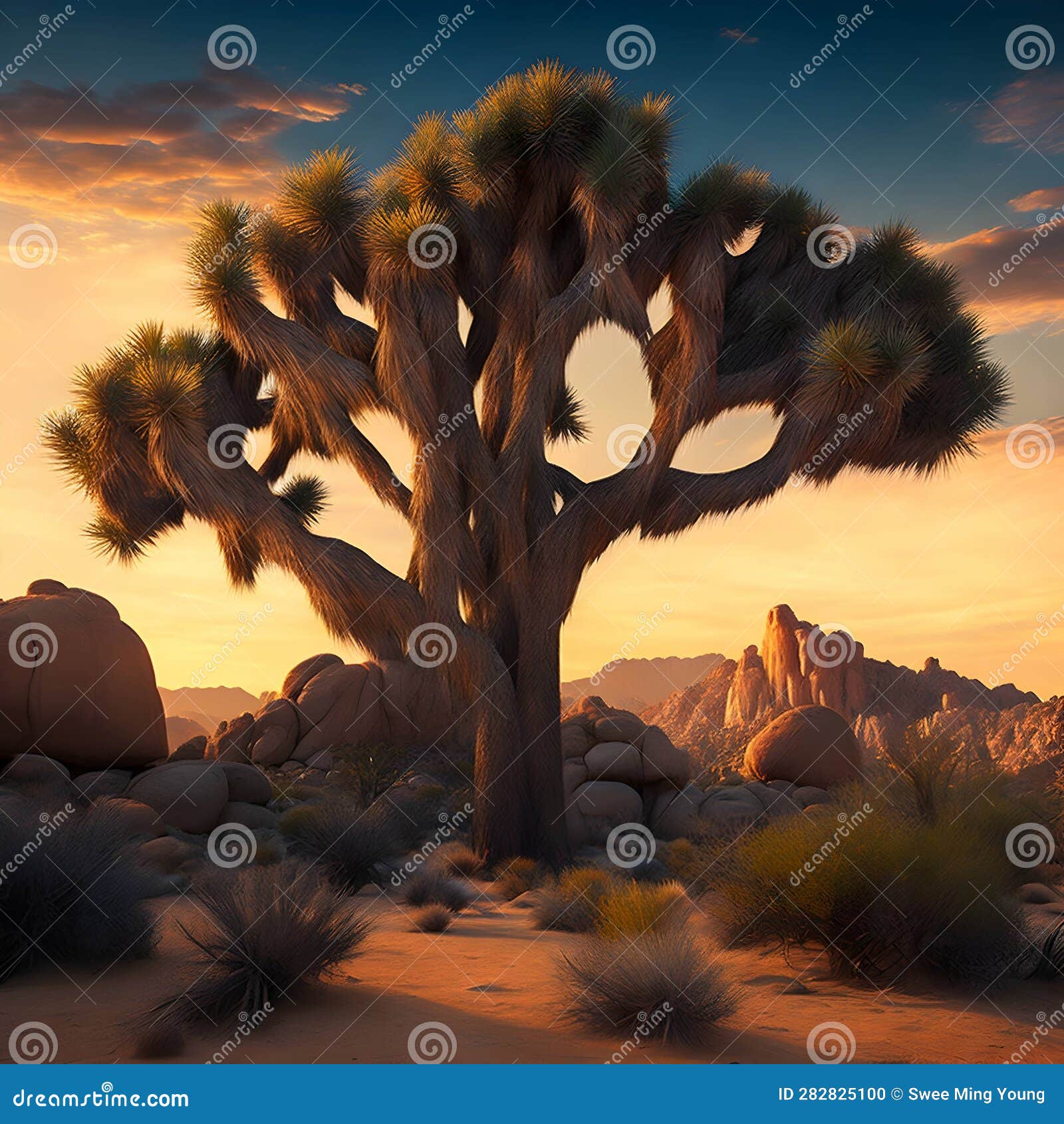 Painterly Image of a Haida Art Inspired Joshua Tree Desert Scene. Stock ...