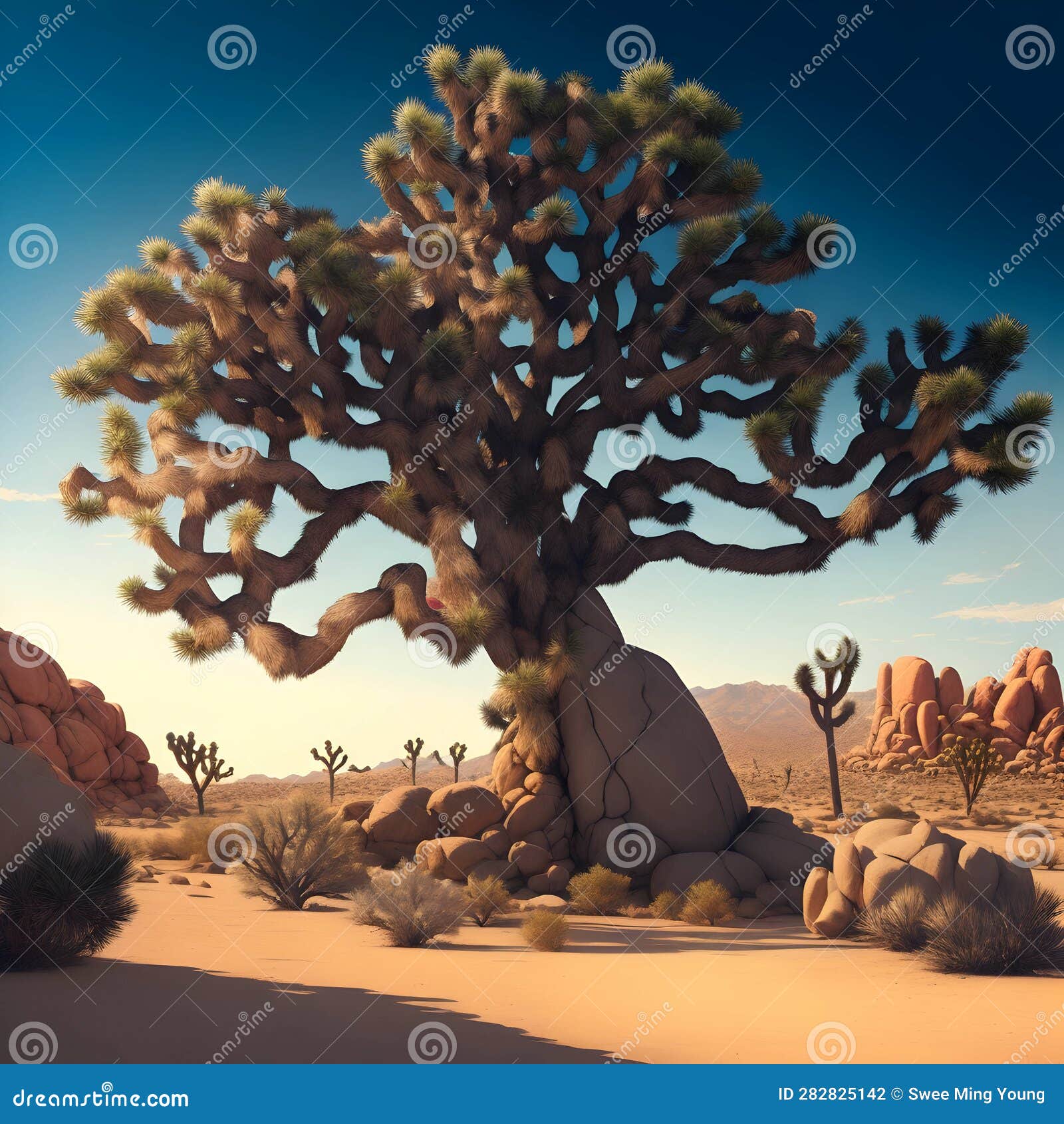 Painterly Image of a Haida Art Inspired Joshua Tree Desert Scene. Stock ...