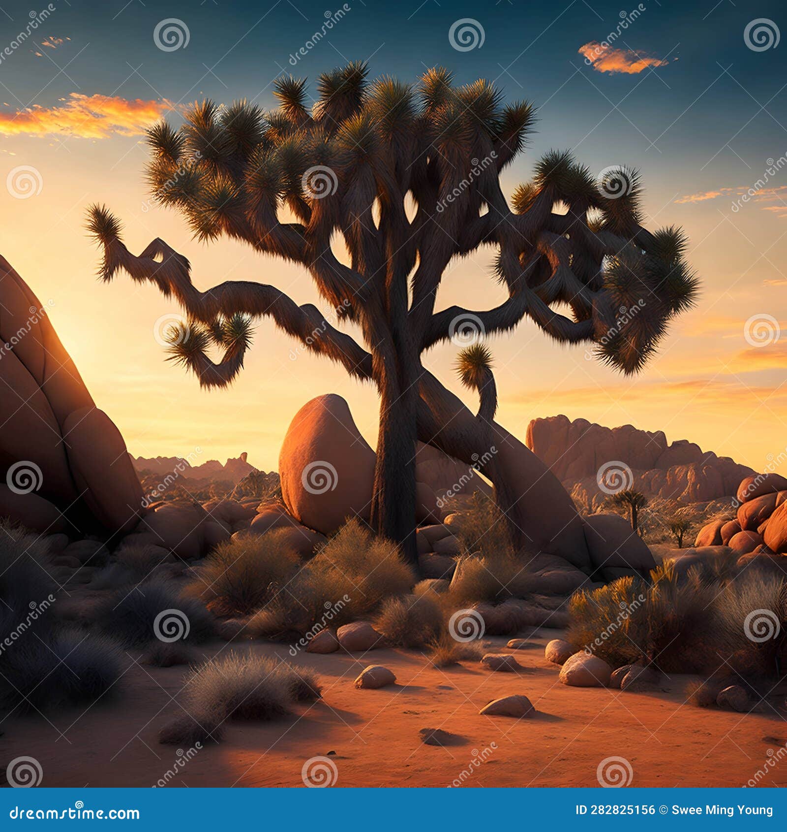 Painterly Image of a Haida Art Inspired Joshua Tree Desert Scene. Stock ...