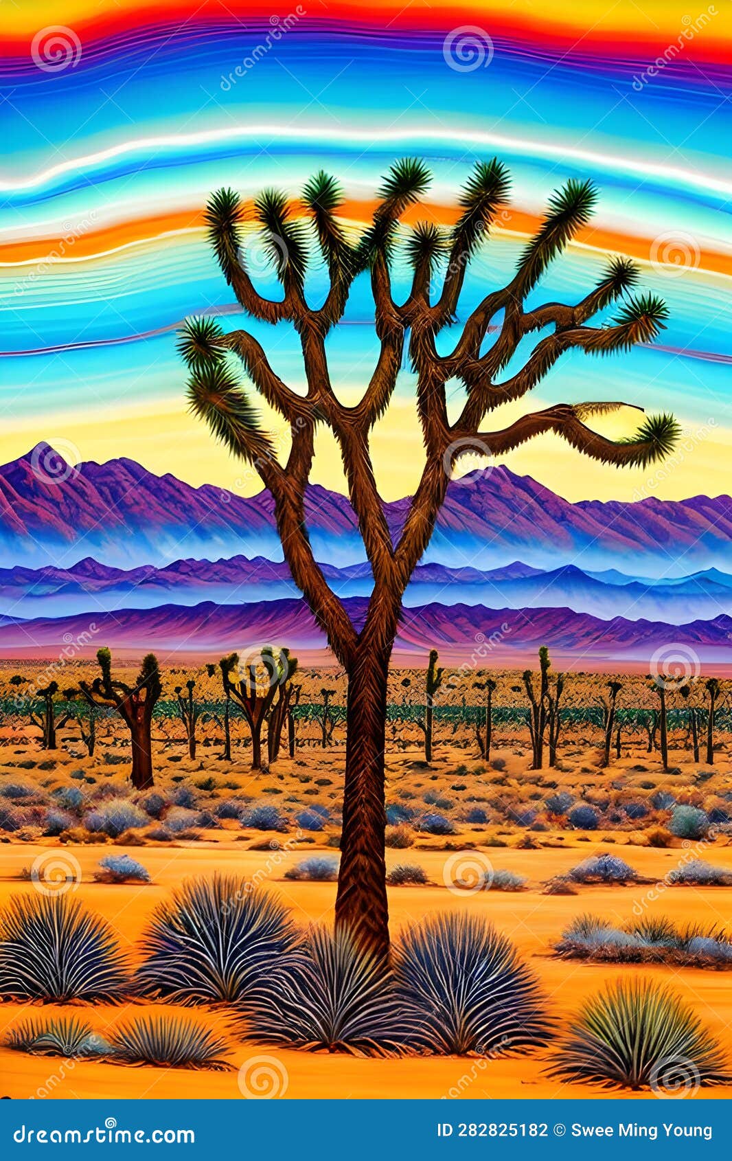 Painterly Image of a Haida Art Inspired Joshua Tree Desert Scene. Stock ...