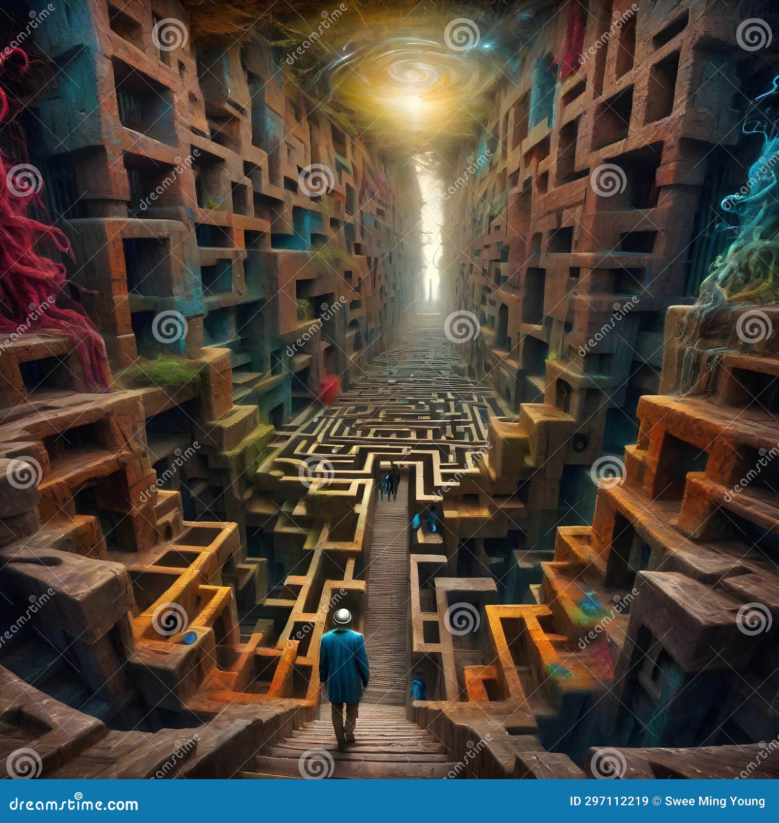 Image of Lost in the Labyrinth of Mind Surreal World. Stock ...