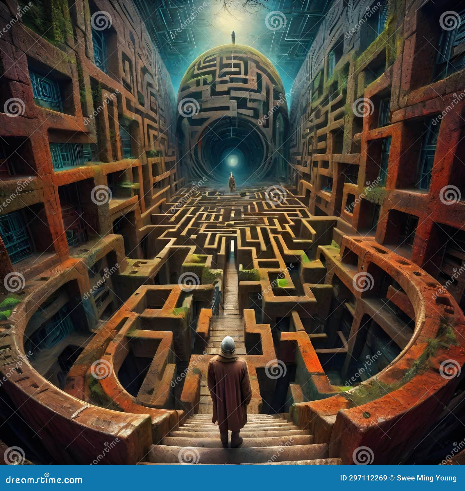 Image of Lost in the Labyrinth of Mind Surreal World. Stock ...