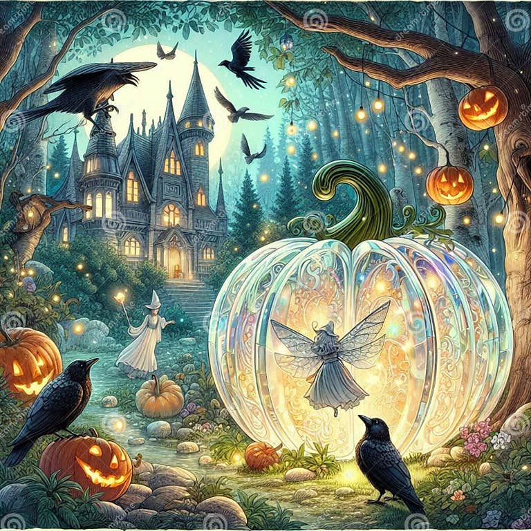 A Magical Forest with Gothic Elements Which Witch and Fairy Loiter ...