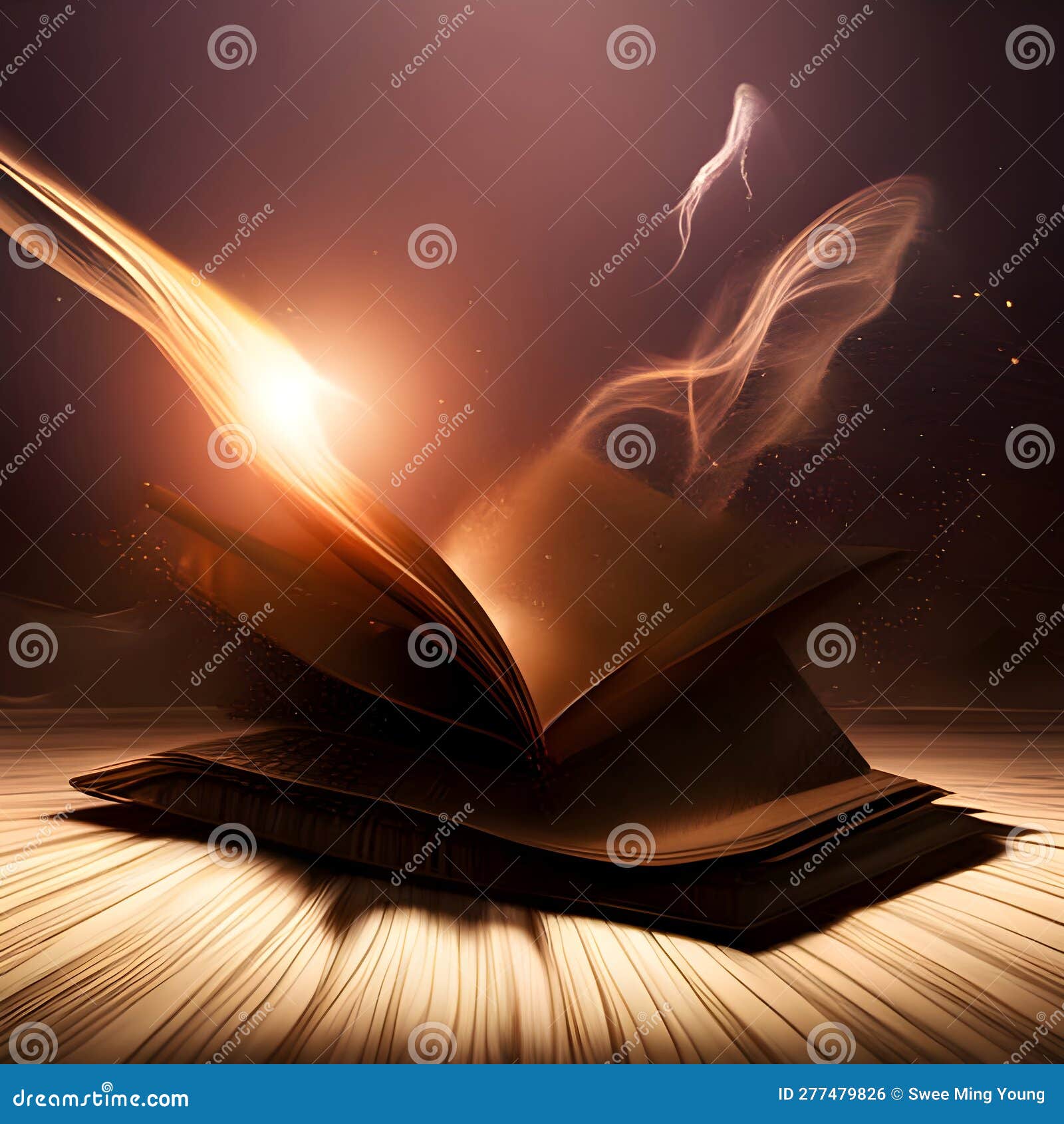 An Open Book, Hovering in Mid Air, Magical Aura, Colorful and Magical ...