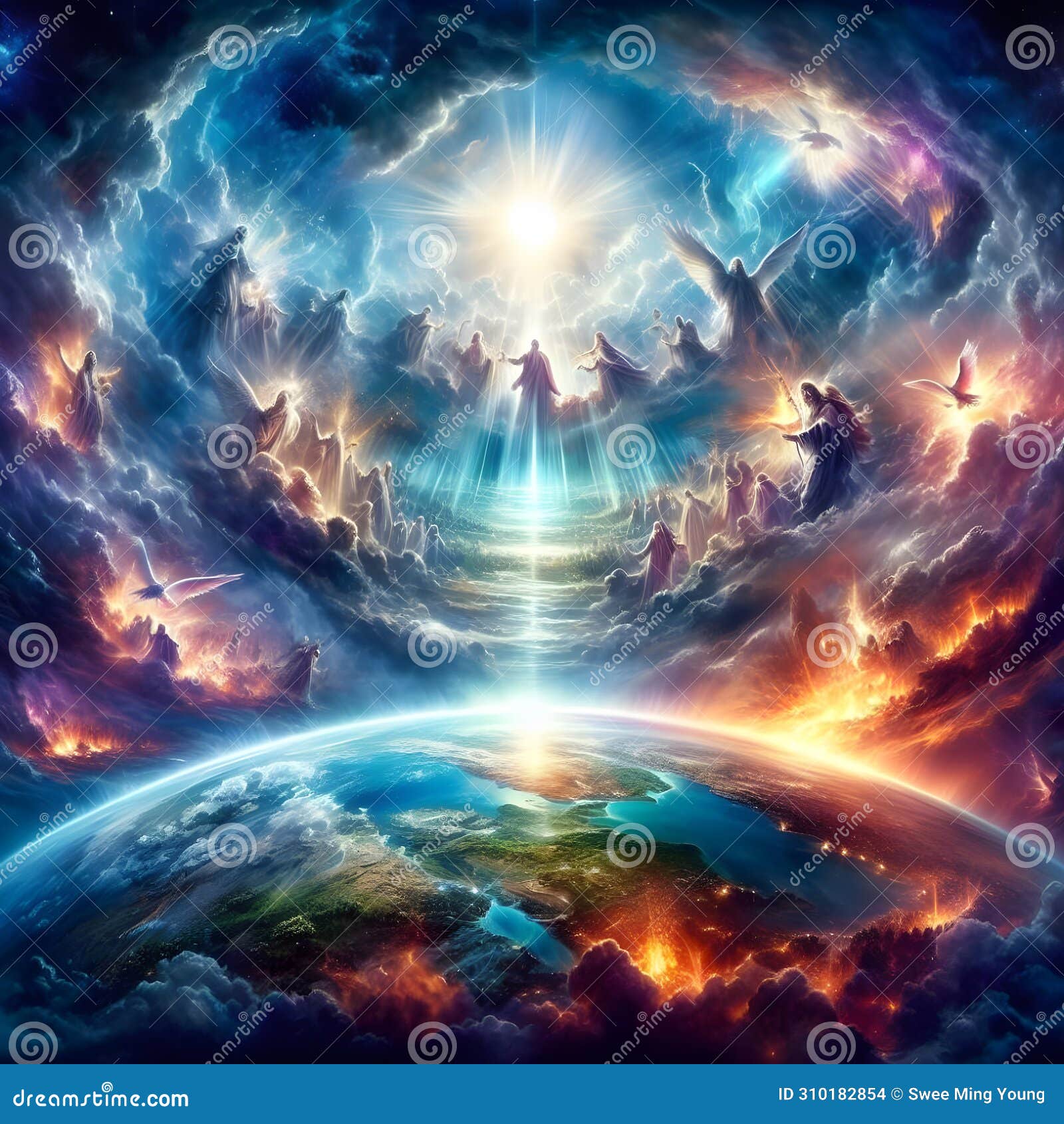 Painterly Image of Revelation Rapture of the Return of Christ To Earth ...