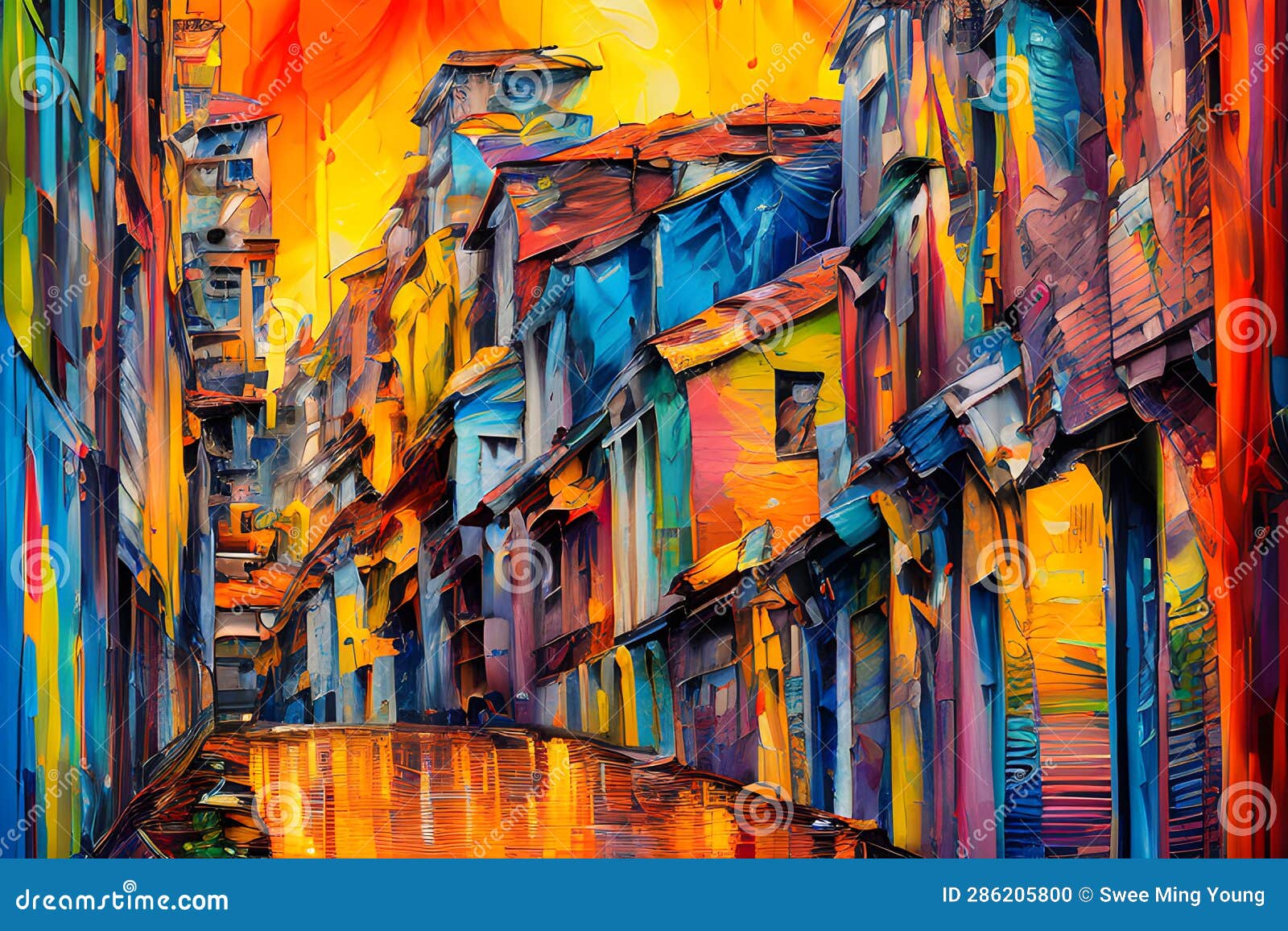 Image of the Run Down Part of the Old,unknown,inner City,narrow,winding ...