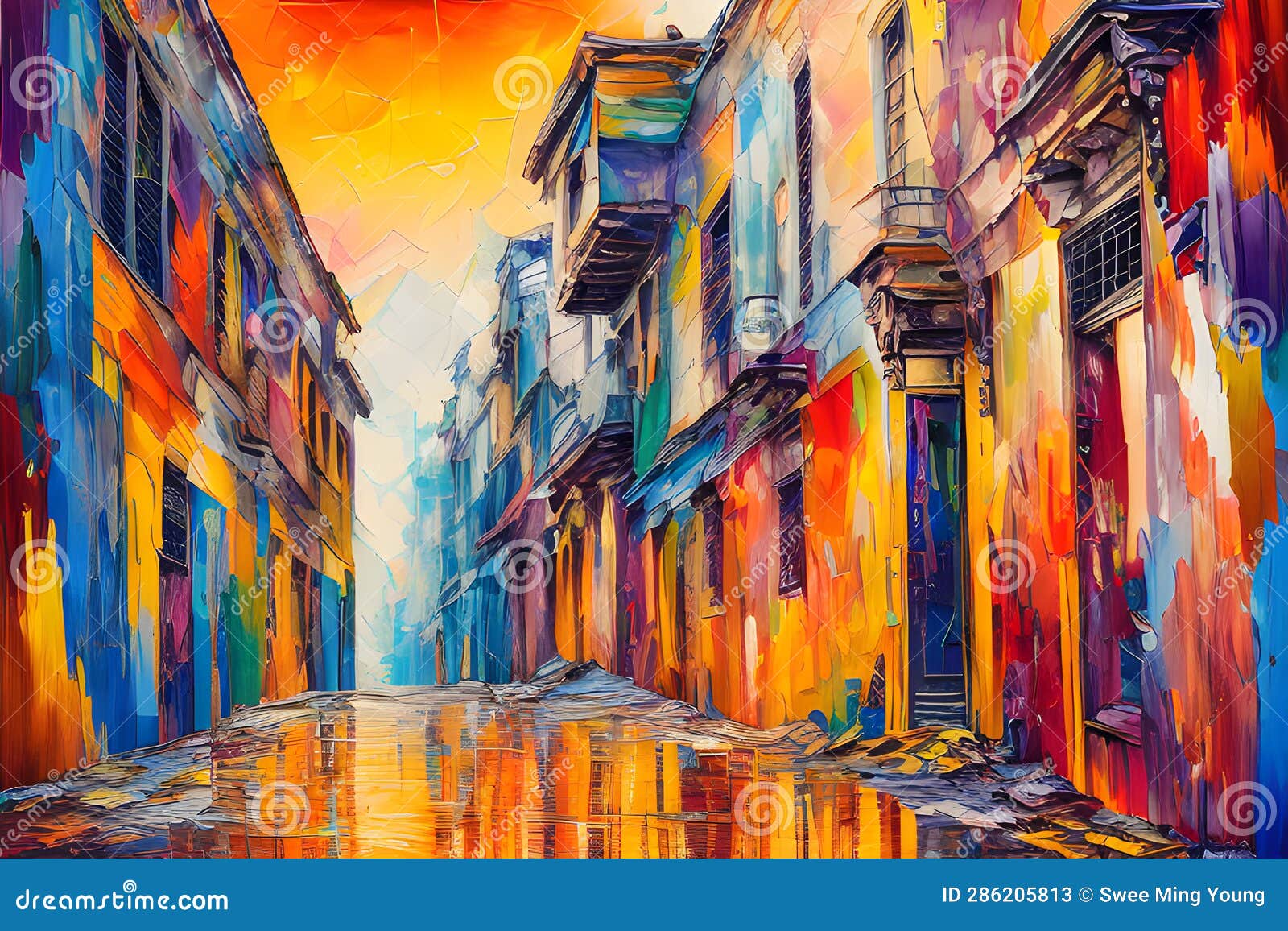 Image of the Run Down Part of the Old,unknown,inner City,narrow,winding ...