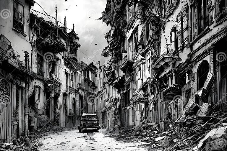 Image of the Run Down Part of the Old,unknown,inner City,narrow,winding ...