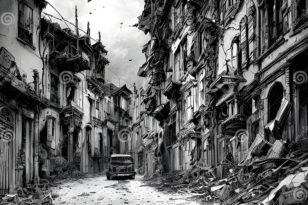 Image of the Run Down Part of the Old,unknown,inner City,narrow,winding ...