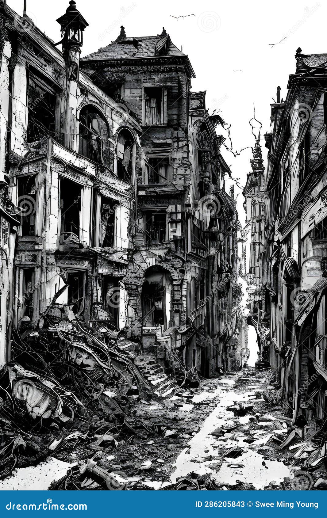 Image of the Run Down Part of the Old,unknown,inner City,narrow,winding ...