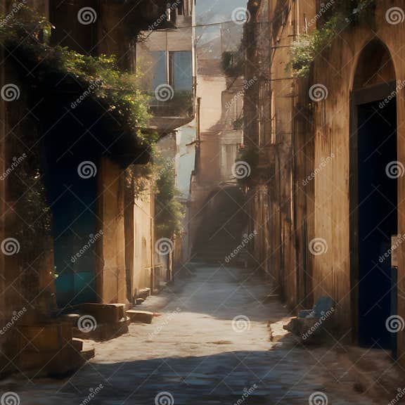 Image of the Run Down Part of the Old,unknown,inner City,narrow,winding ...