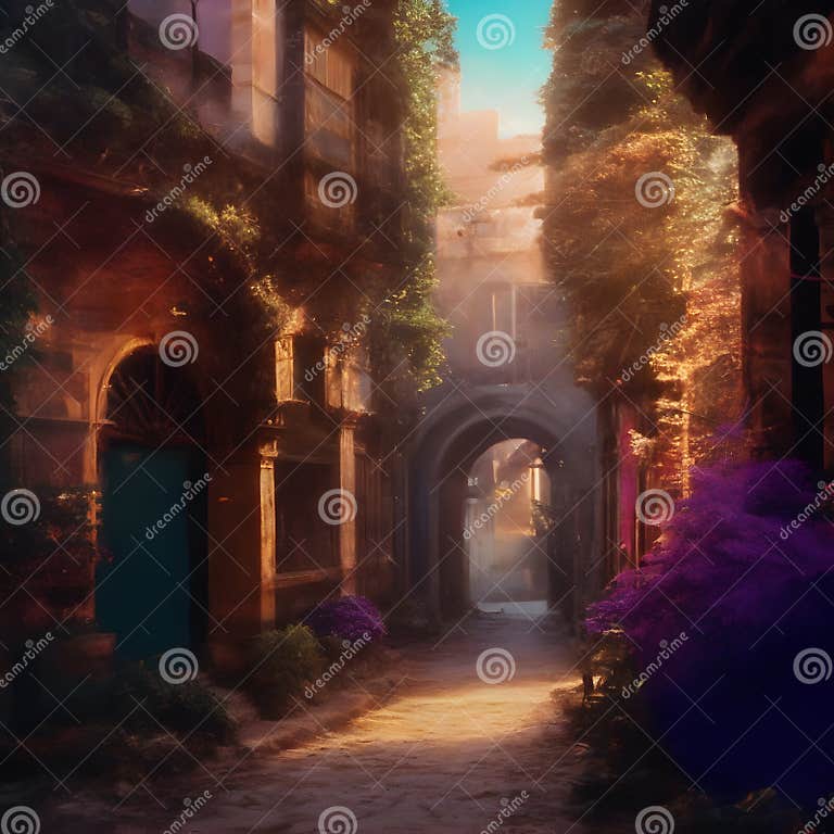 Image of the Run Down Part of the Old,unknown,inner City,narrow,winding ...