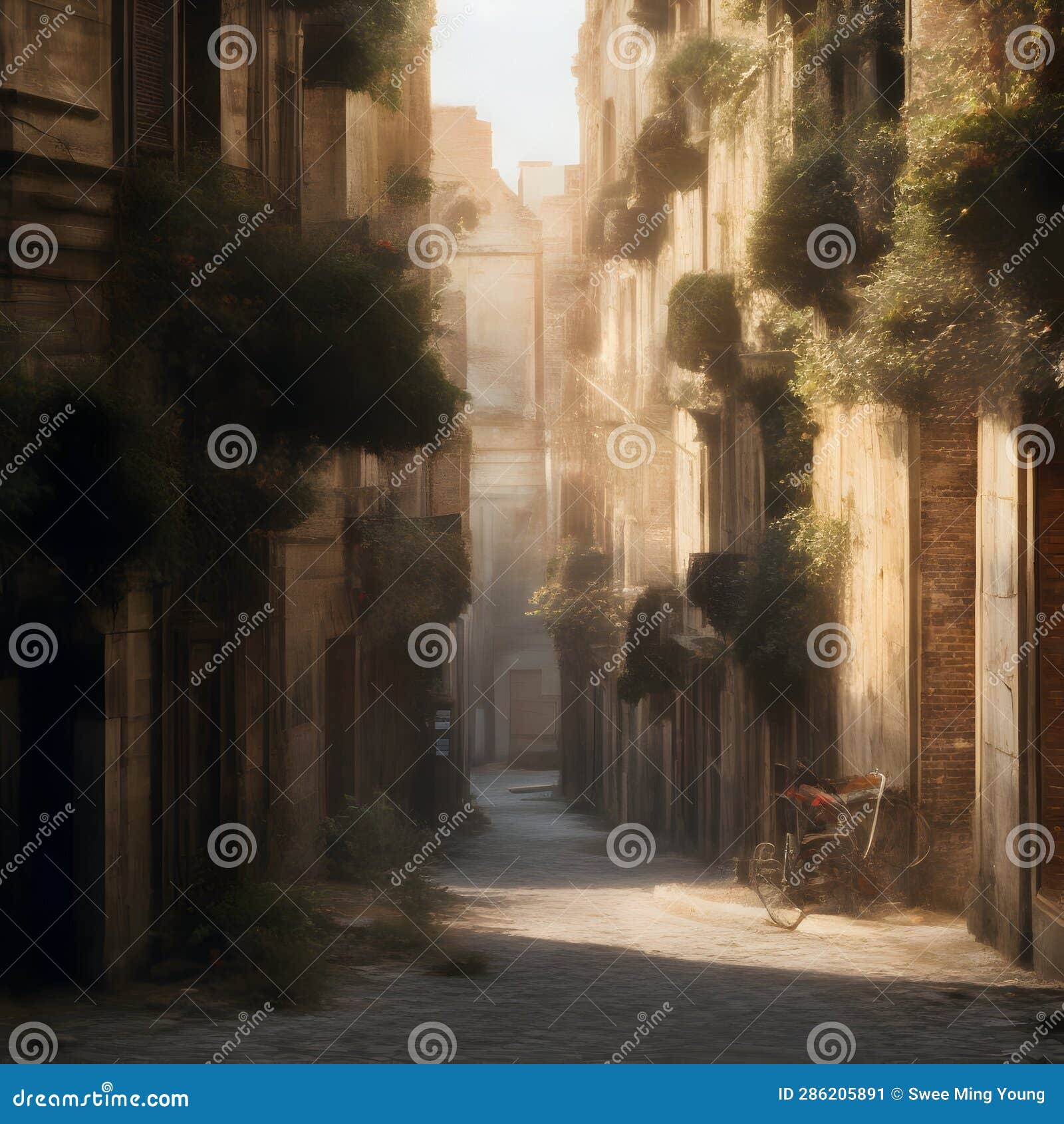 Image of the Run Down Part of the Old,unknown,inner City,narrow,winding ...