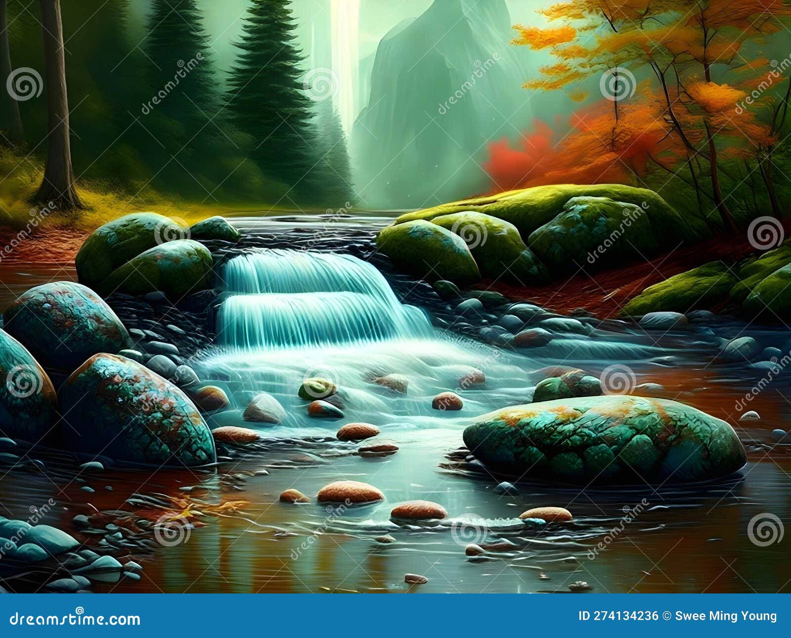 Image of the Slow Exposure Photography of Water Streaming Down from the ...