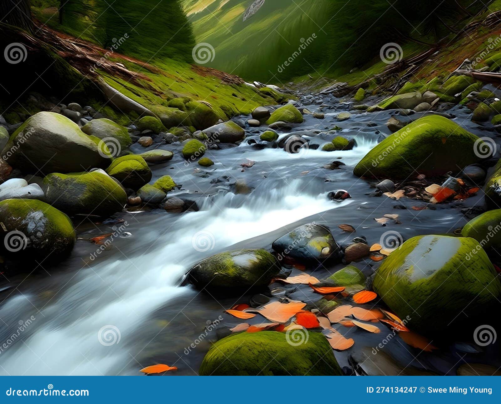 Image of the Slow Exposure Photography of Water Streaming Down from the ...