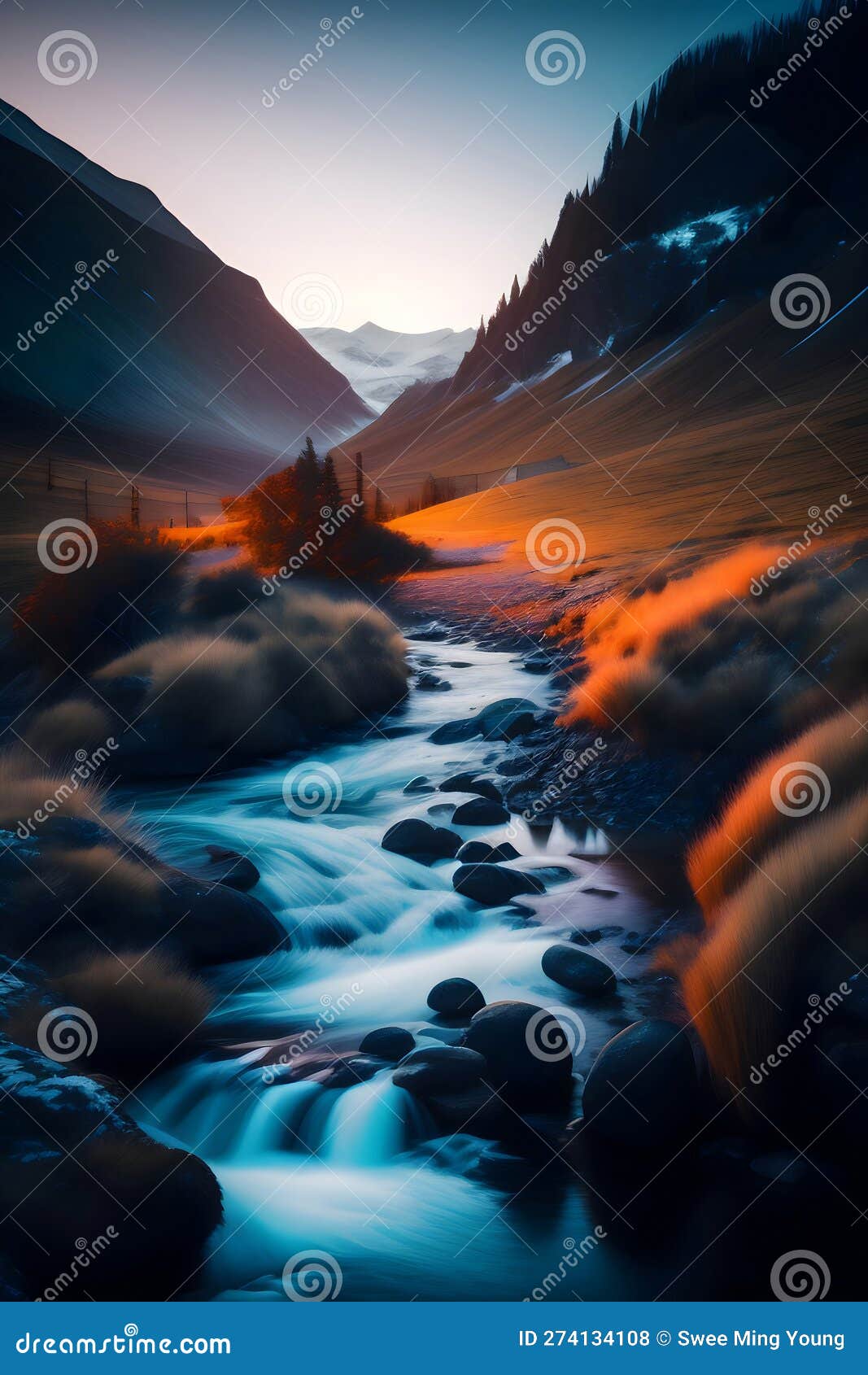 Image of the Slow Exposure Photography of Water Streaming Down from the ...