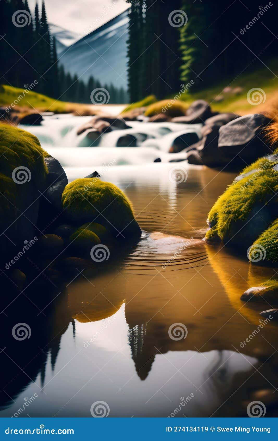 Image of the Slow Exposure Photography of Water Streaming Down from the ...