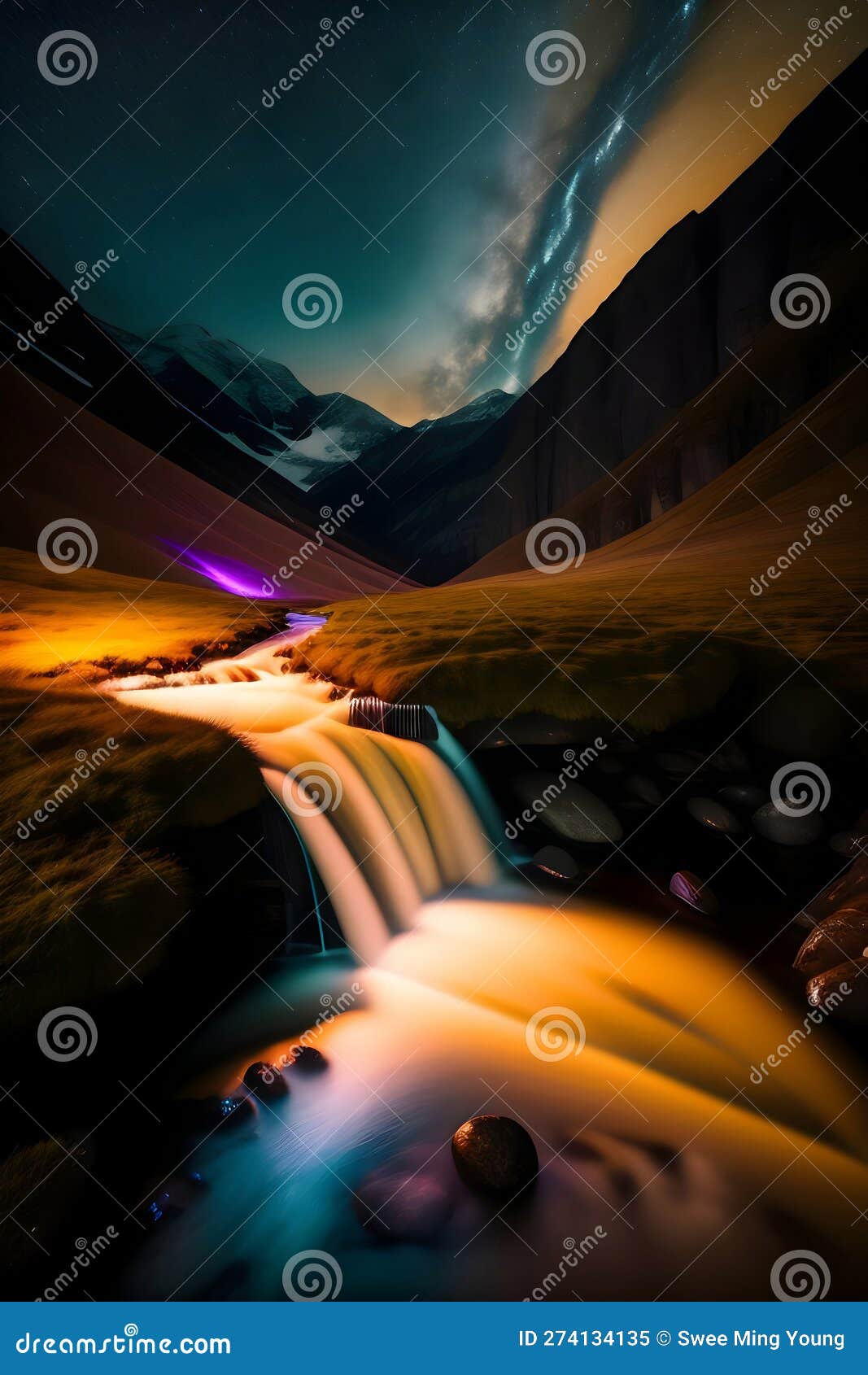 Image of the Slow Exposure Photography of Water Streaming Down from the ...
