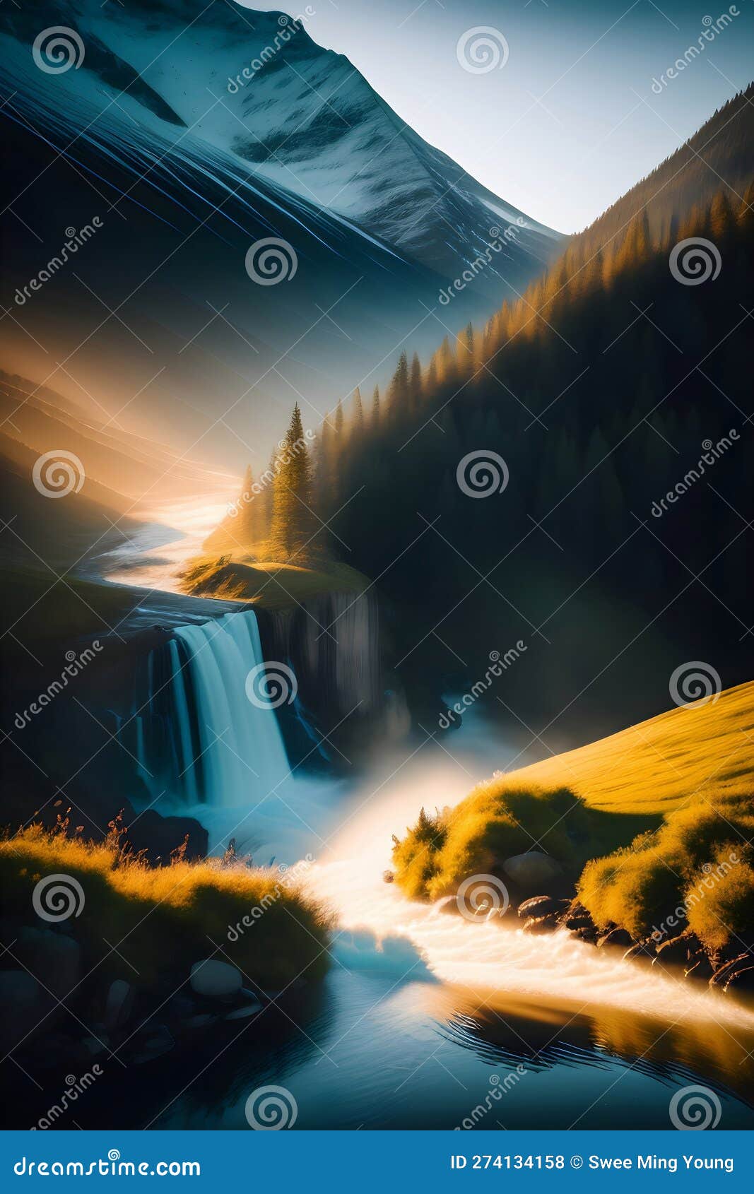 Image of the Slow Exposure Photography of Water Streaming Down from the ...