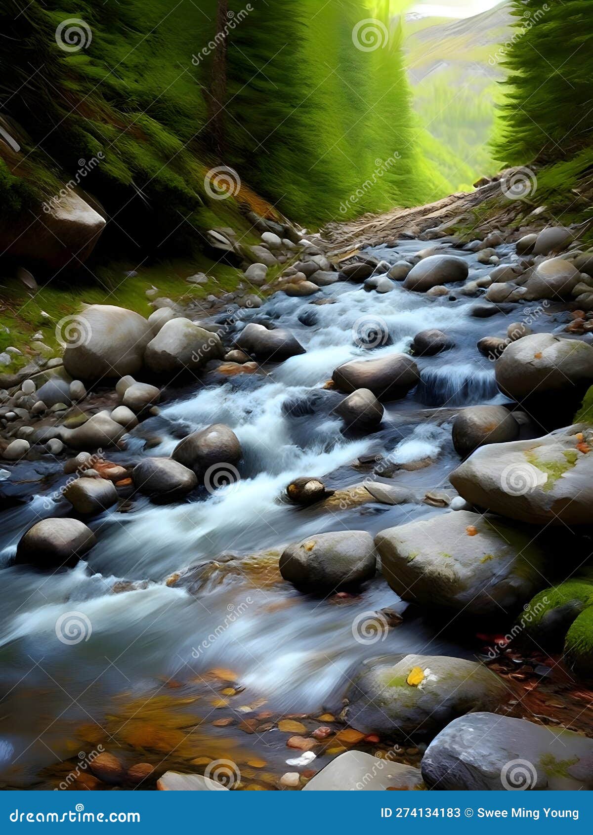Image of the Slow Exposure Photography of Water Streaming Down from the ...