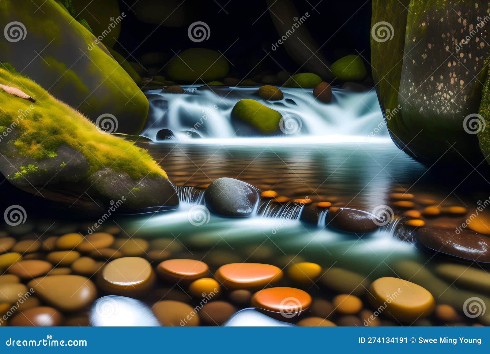 Image of the Slow Exposure Photography of Water Streaming Down from the ...