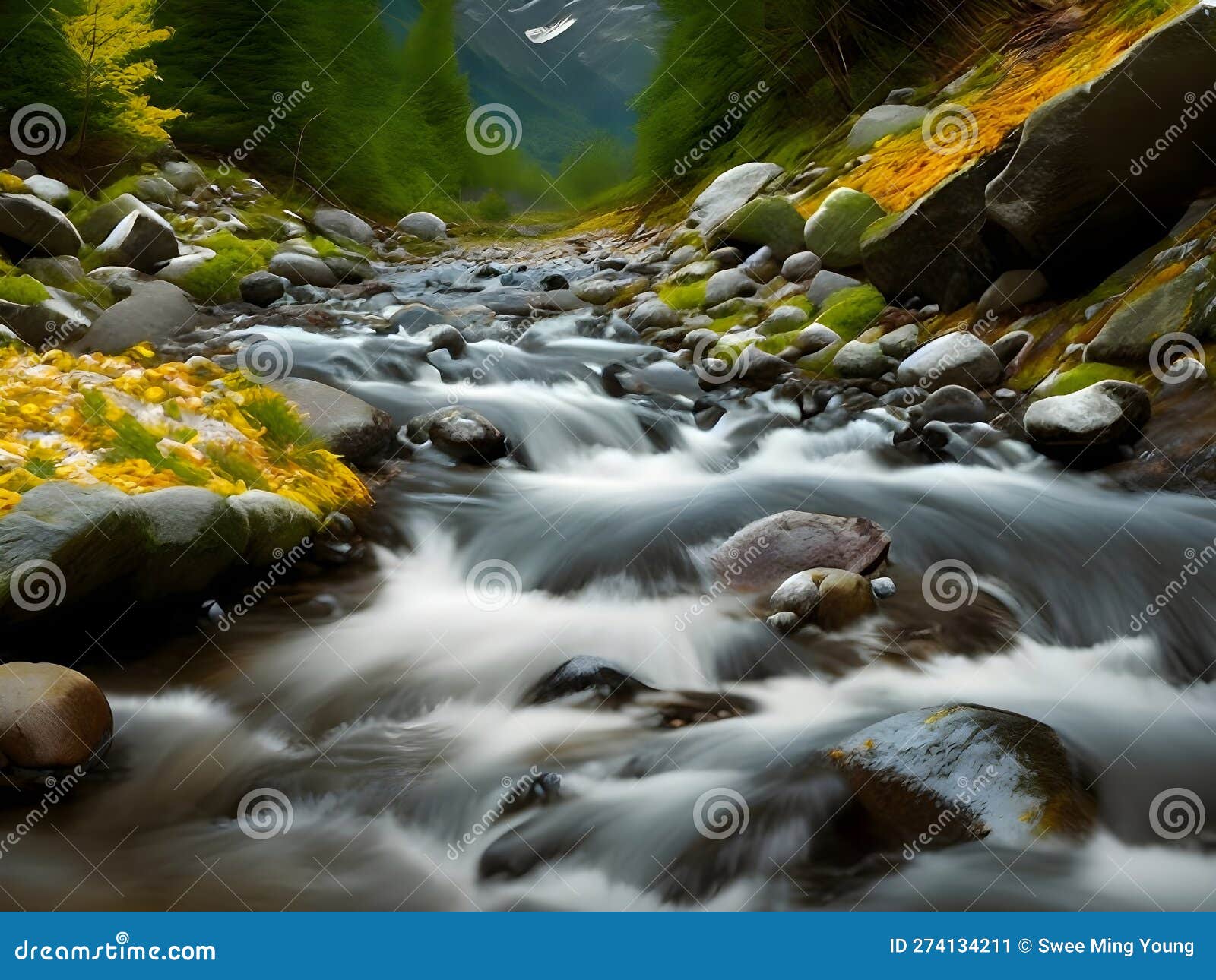 Image of the Slow Exposure Photography of Water Streaming Down from the ...