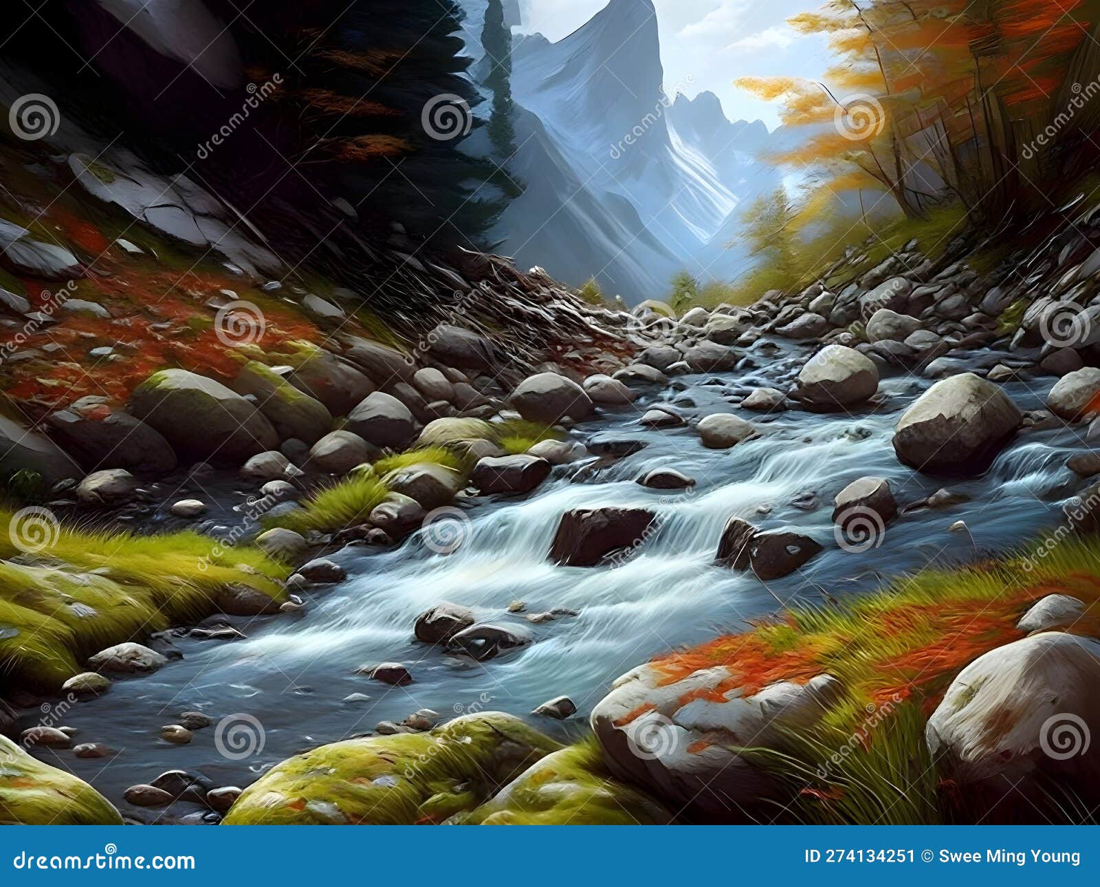 Image of the Slow Exposure Photography of Water Streaming Down from the ...