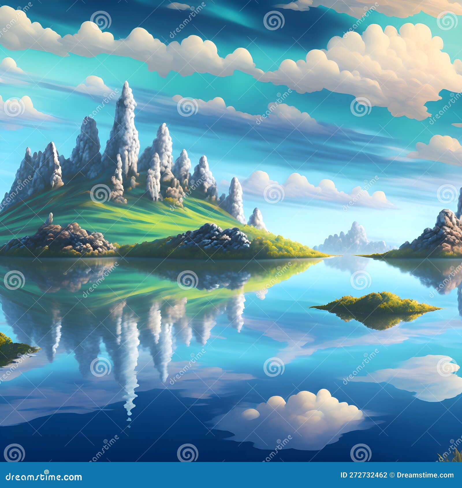 Painterly Image of the Swirly Picturesque Landscape of a Dreamworld ...