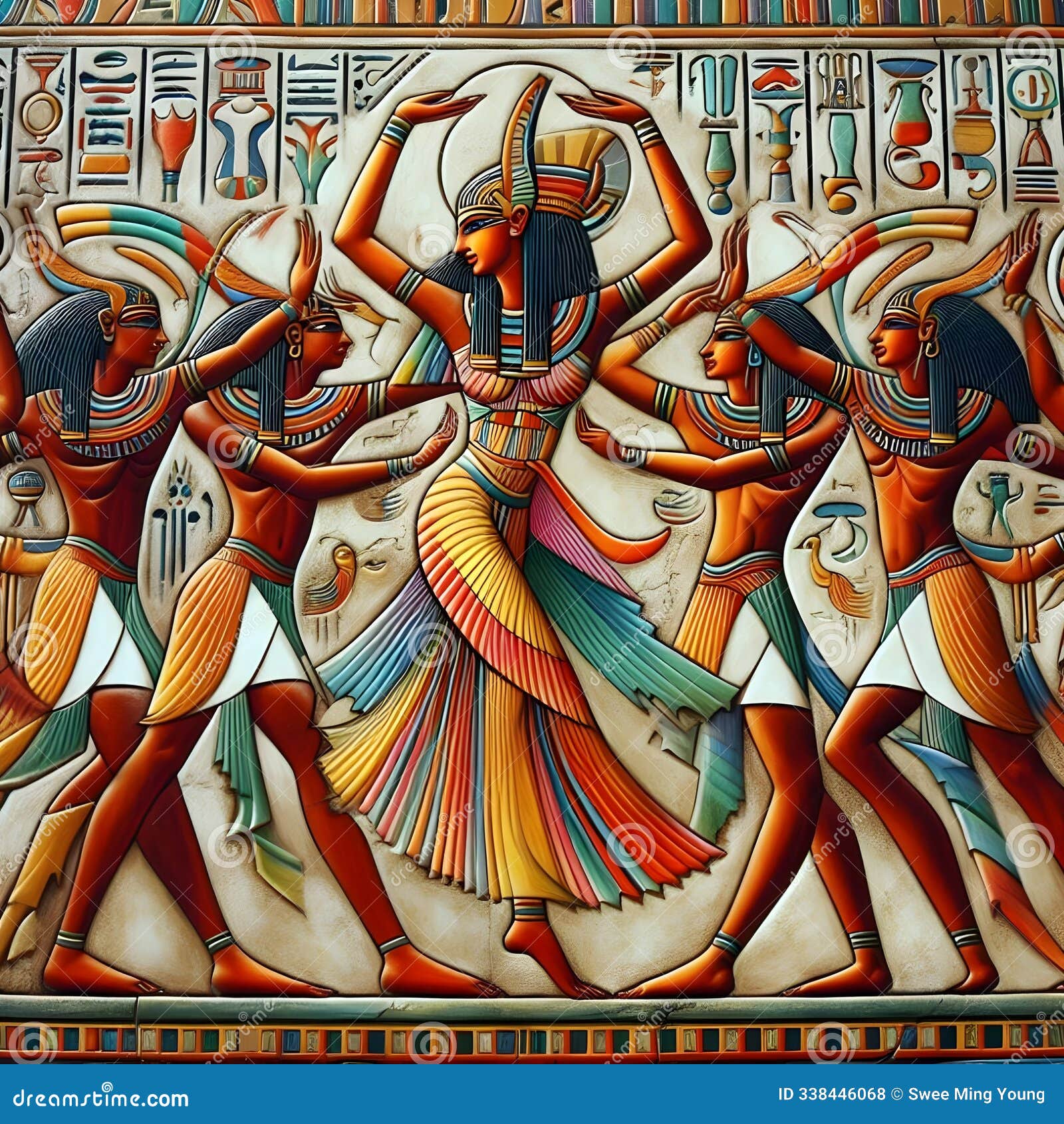 Painterly Image of a Vibrant in Ancient Egyptian Style of Egyptian ...