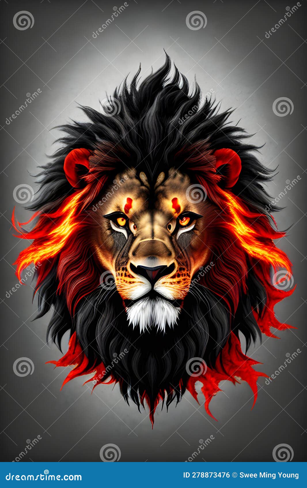 A Painting Headshot Image of the Ferocious Animals with Fiery Eyes ...