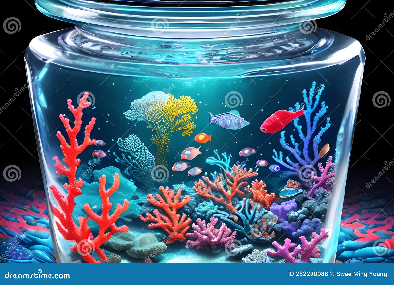 Surreal Image of the Psychedelic Ocean Inside a Glass Bottle. Stock ...