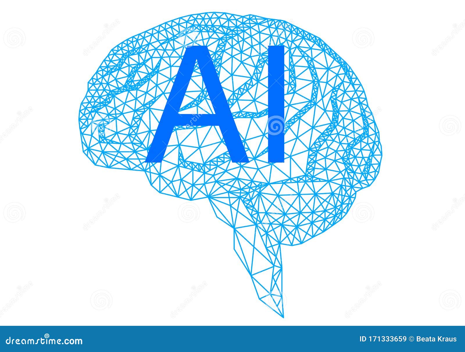 Artificial Intelligence, Geometric Human Brain, Vector Drawing Stock ...