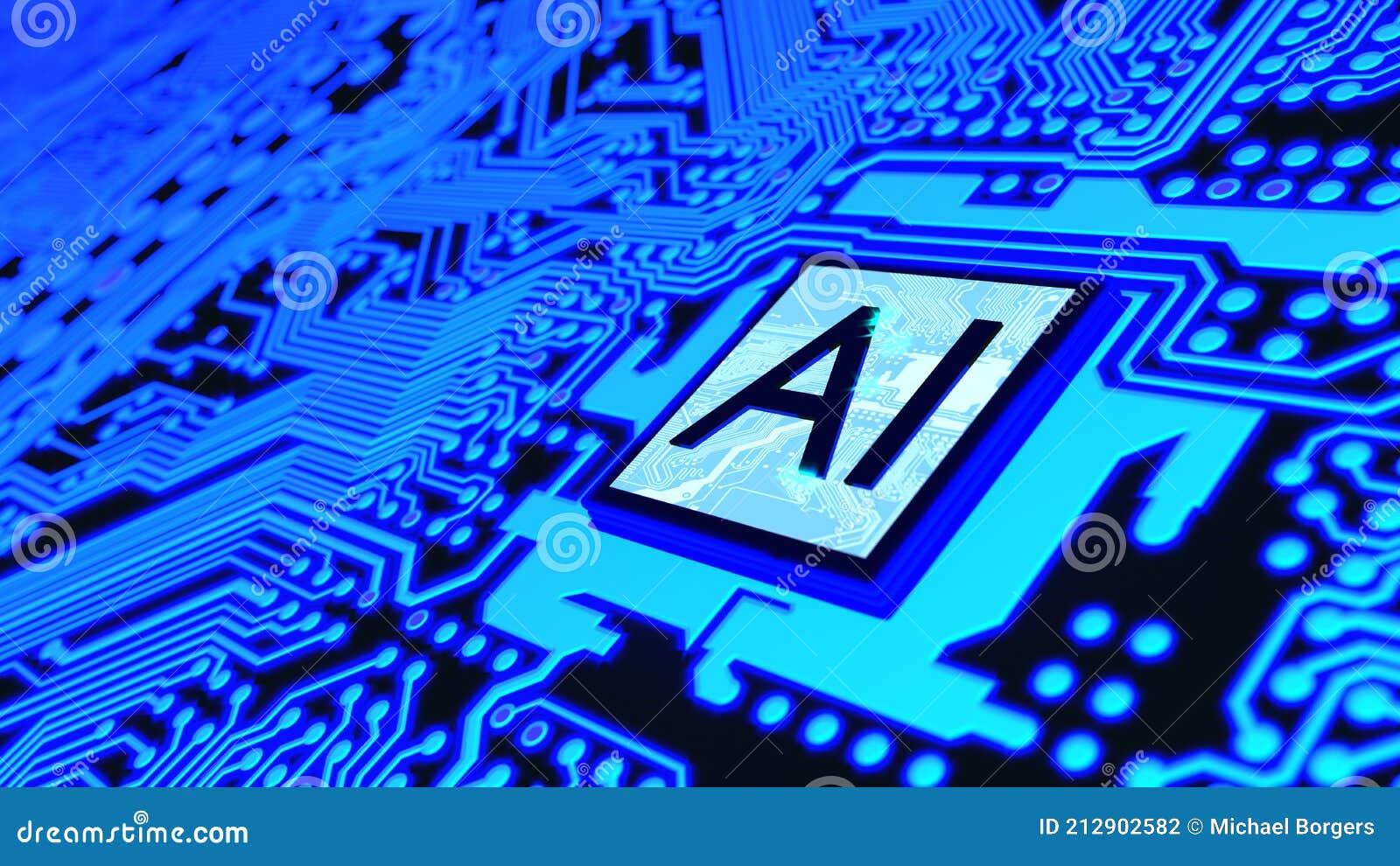 Artificial Intelligence Glowing Circuit Board Stock Illustration ...
