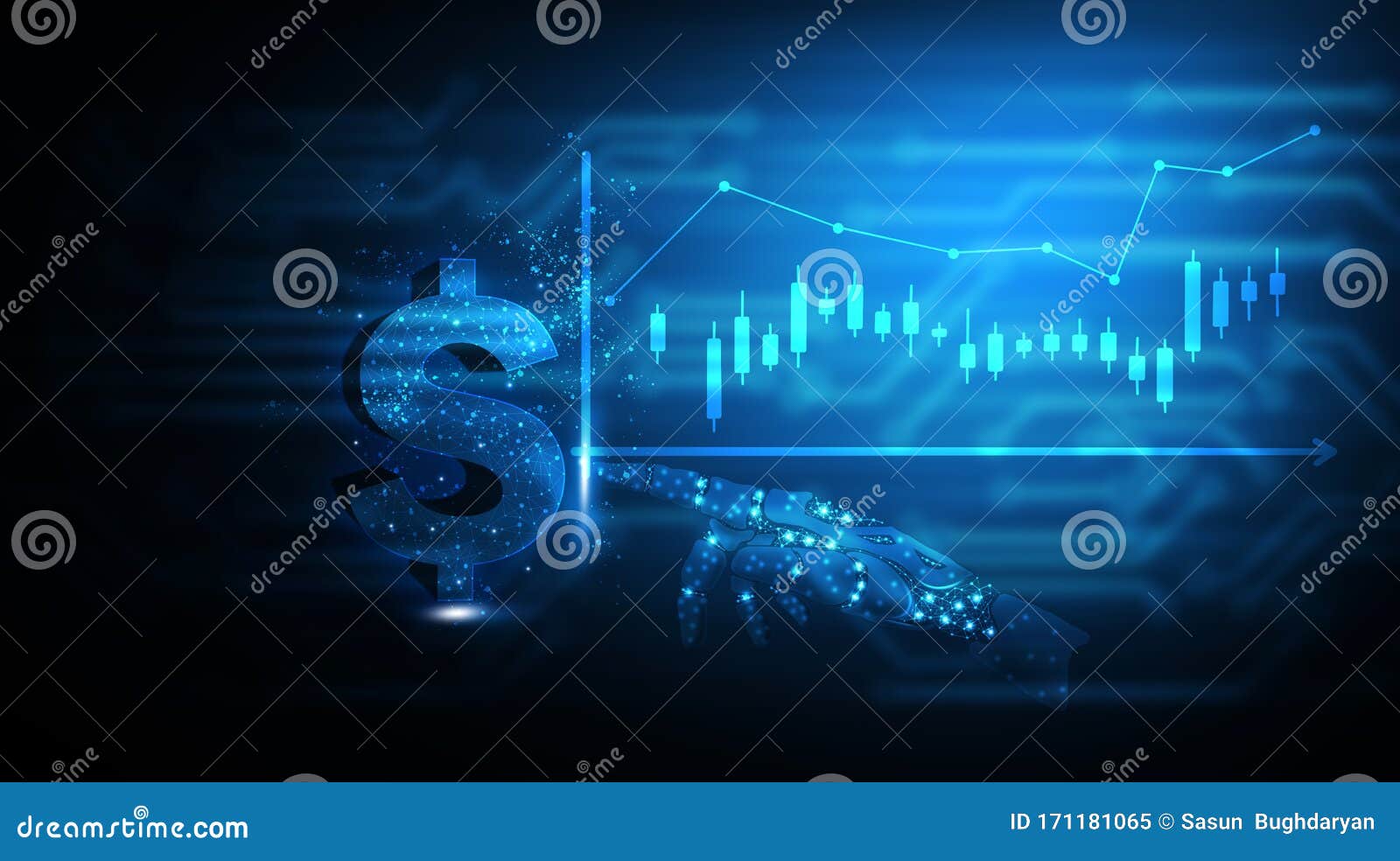 Artificial Intelligence and Growth Chart Stock Illustration ...