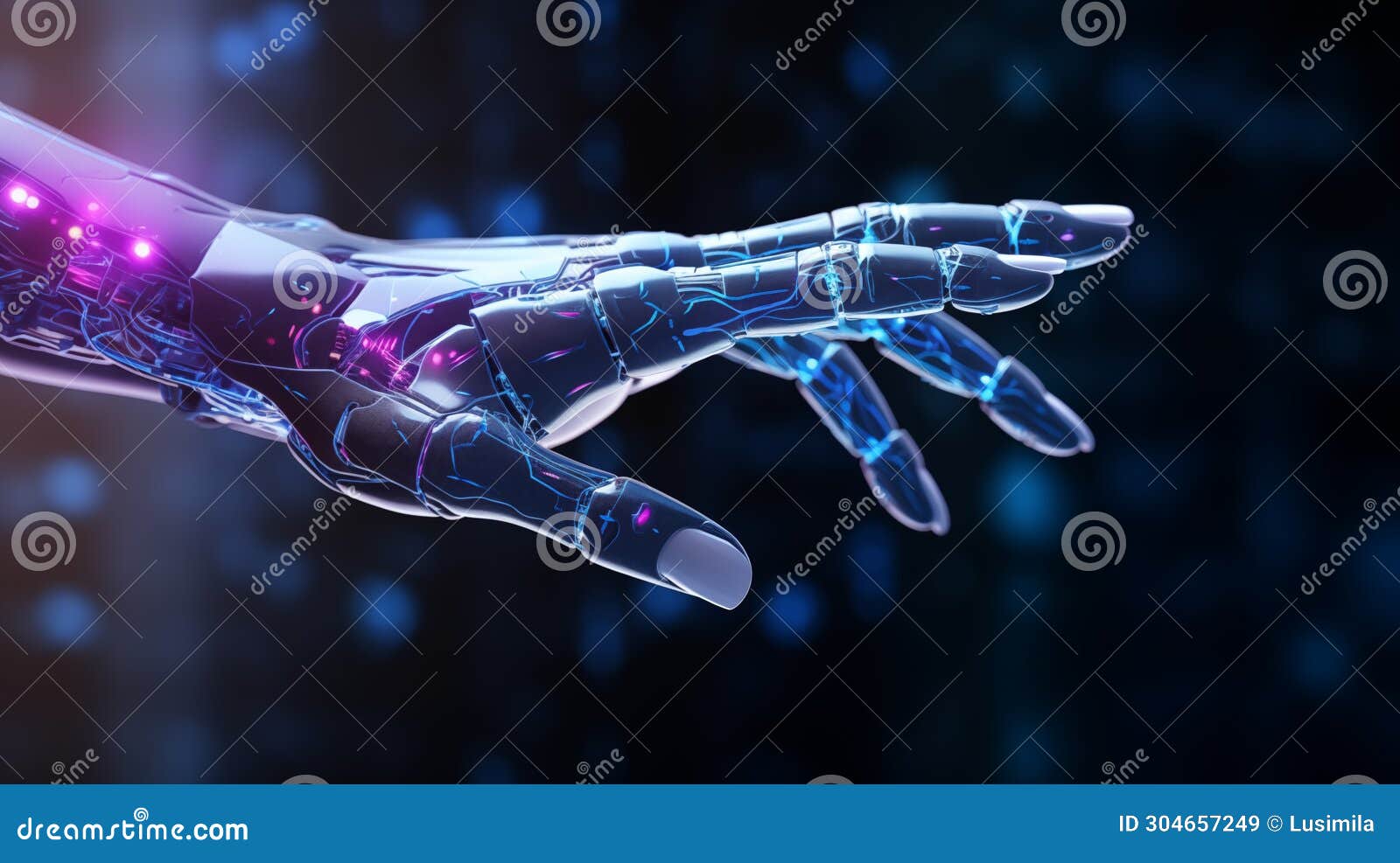 Artificial Intelligence Hand Stock Illustration - Illustration of neon ...