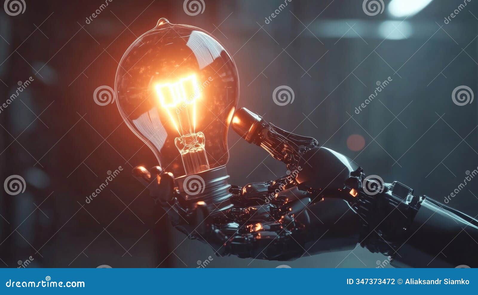 Artificial Intelligence Hand Holding a Glowing Idea Light Bulb Concept ...