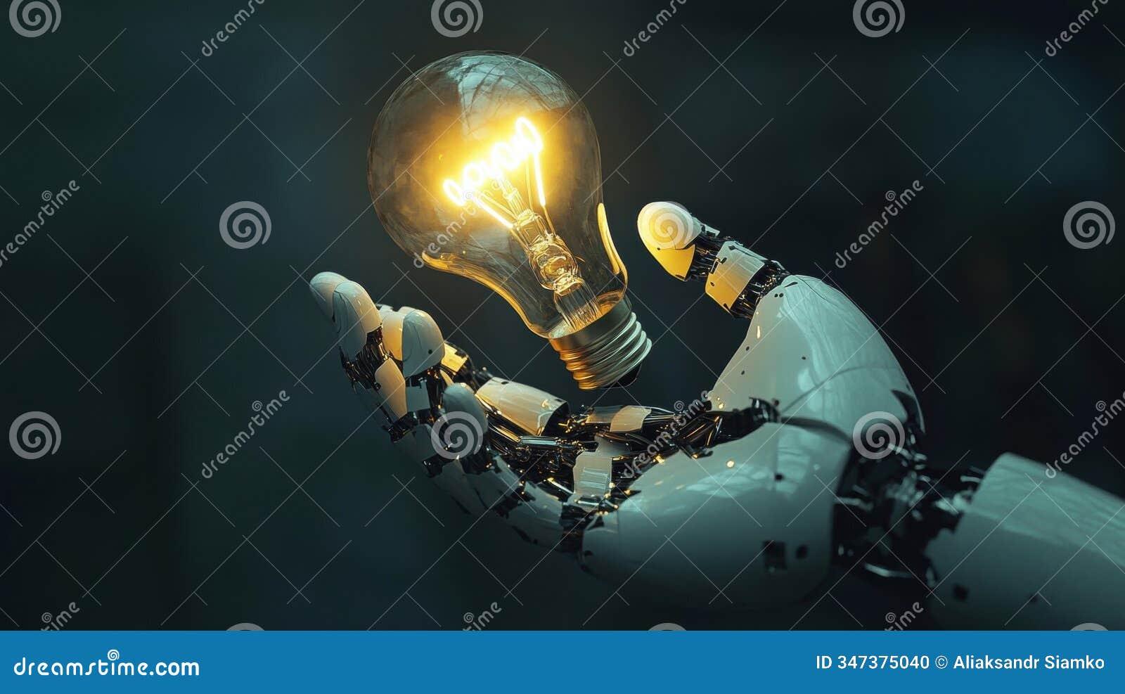 Artificial Intelligence Hand Holding a Glowing Idea Light Bulb Concept ...