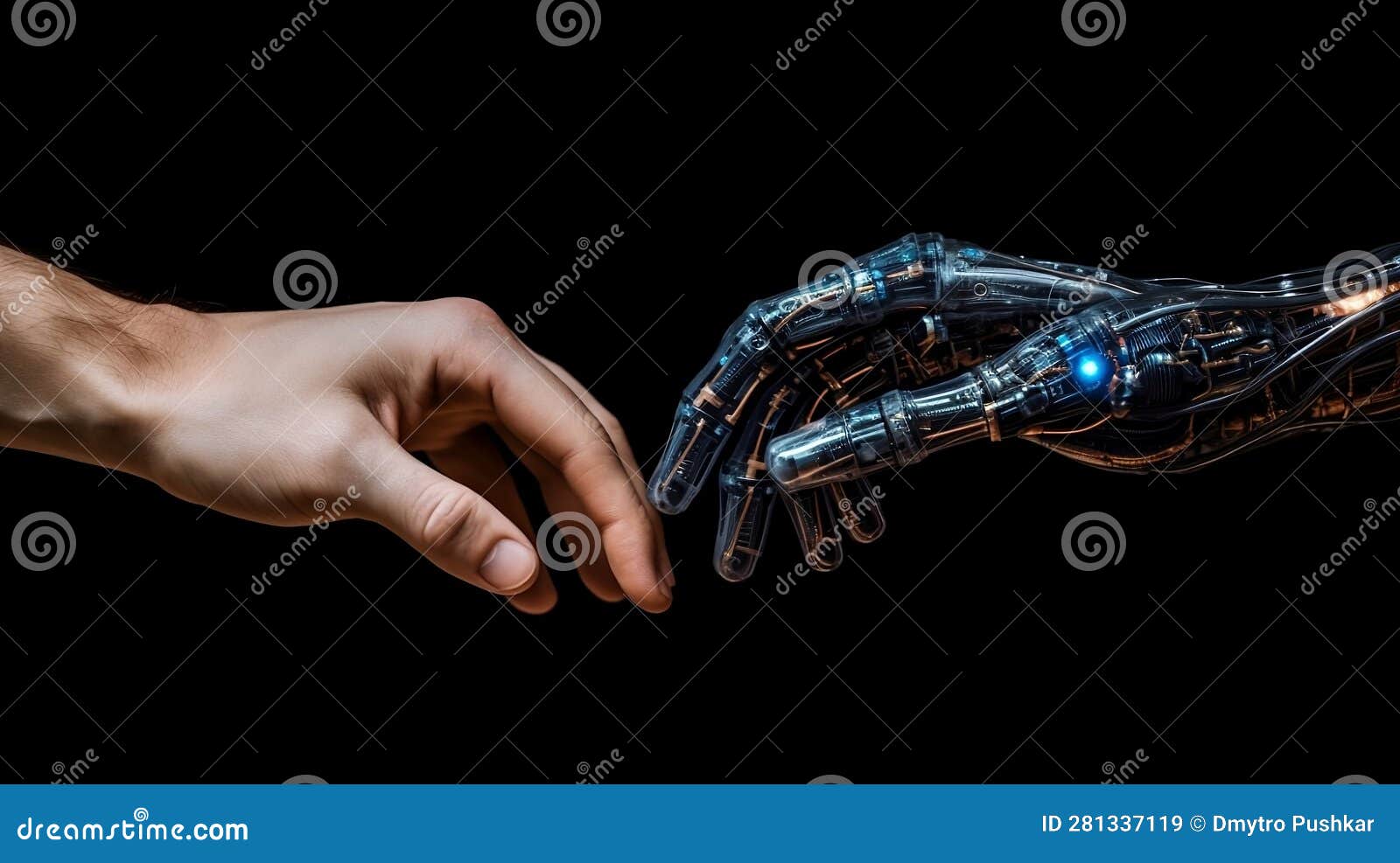 Artificial Intelligence Hand and People Hand. Ai Generative Stock ...