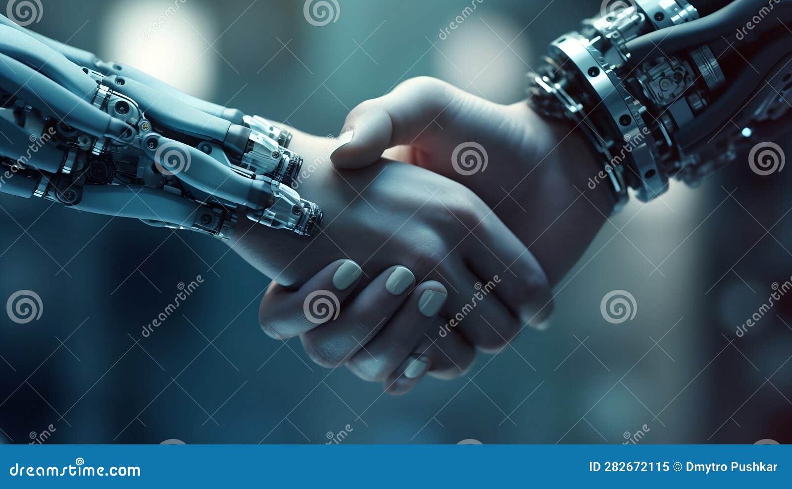 Artificial Intelligence Hand and People Hand. Ai Generative Stock ...
